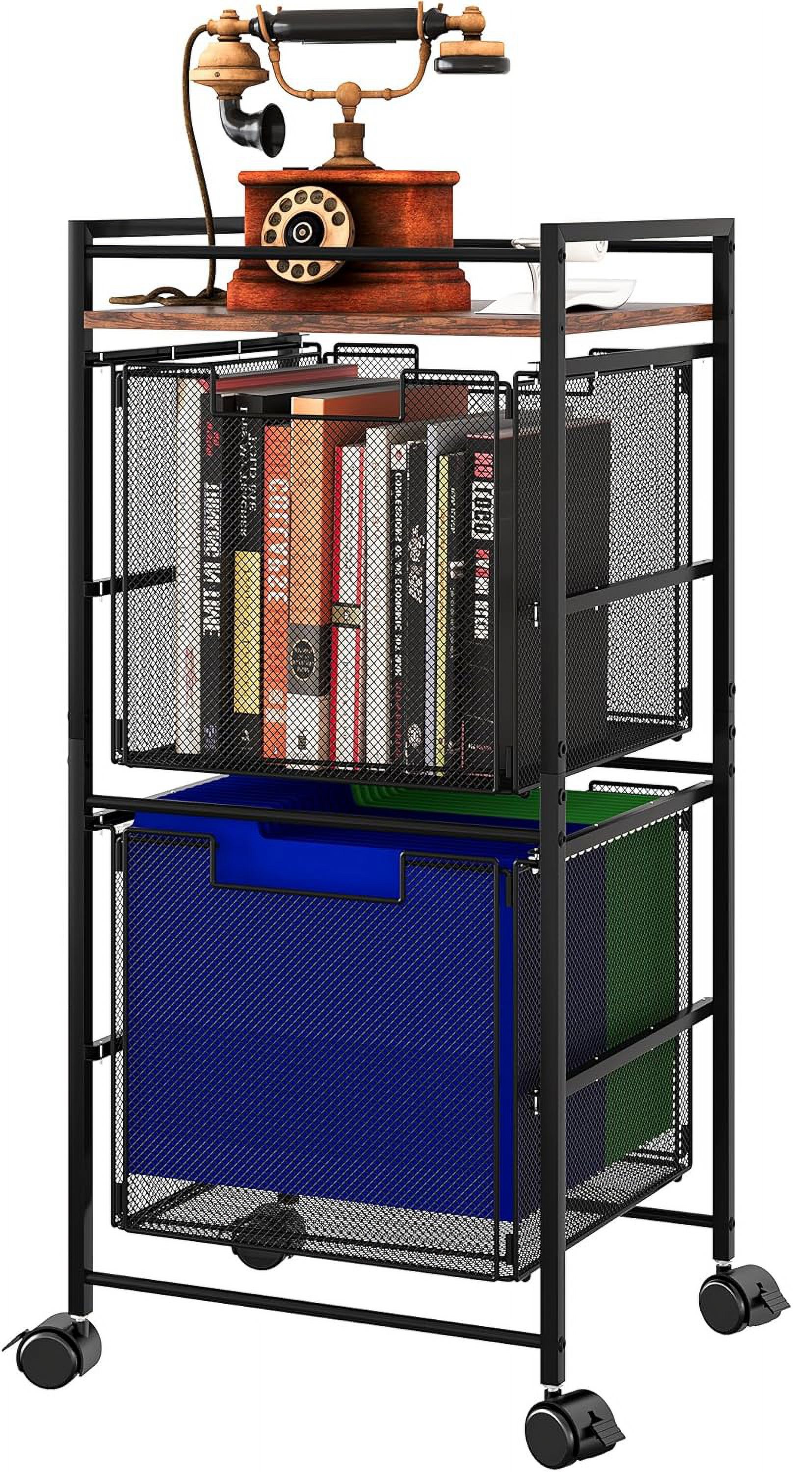Rolling File Cart Metal File Organizer Storage Cart 2 File Drawers ...