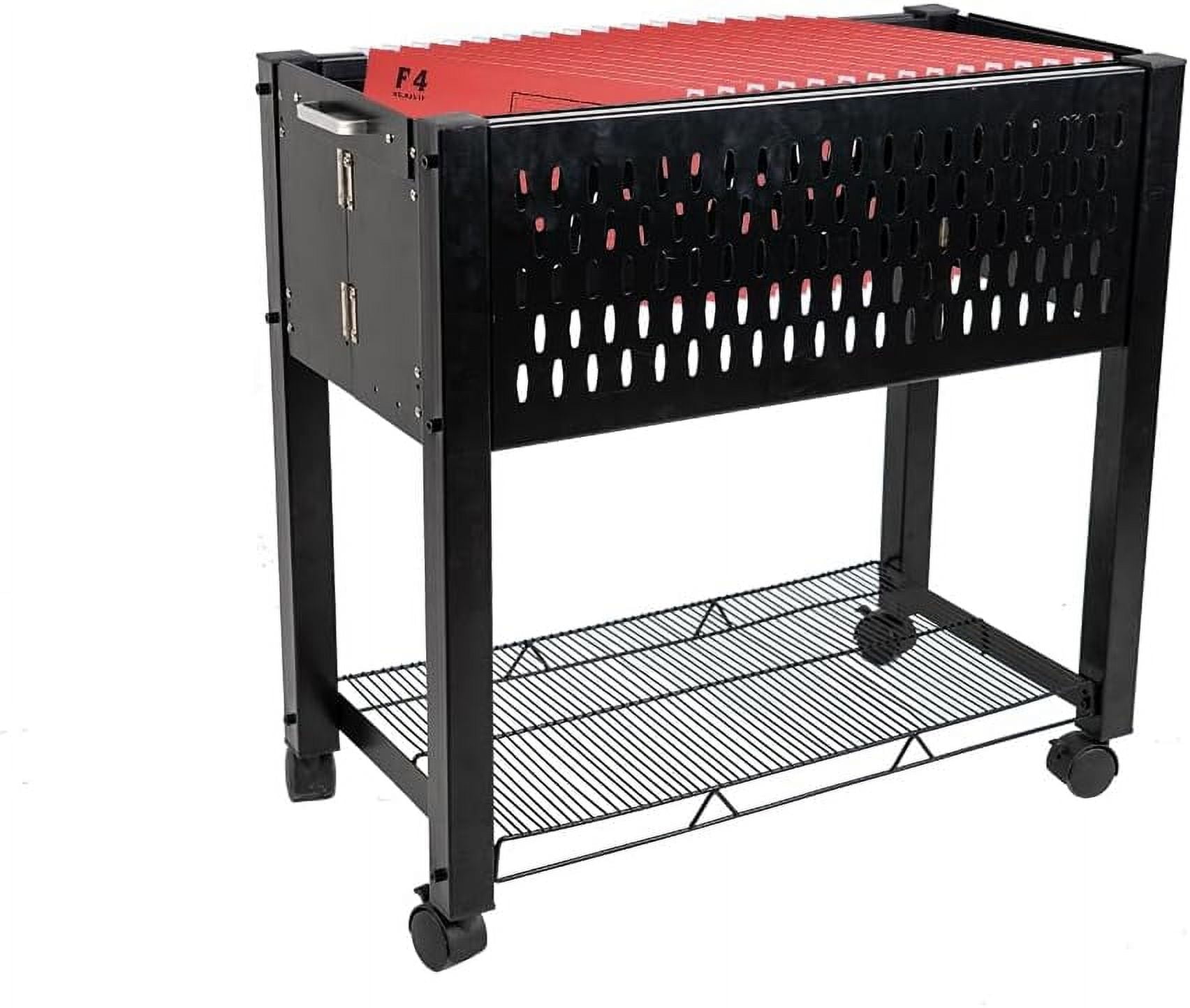 Rolling File Cart with Wheels, 2 Tier Metal Mobile File Cabinet Hanging ...