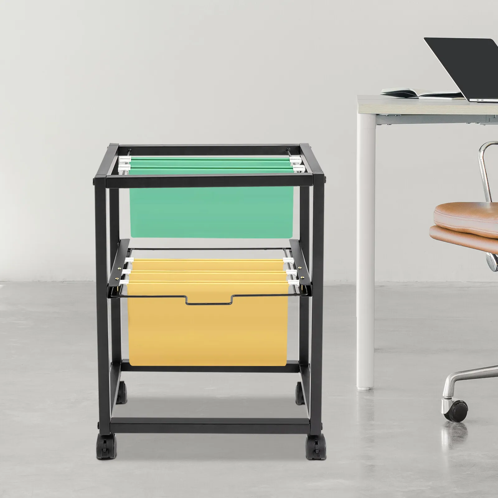 Rolling File Carts w/Wheels Metal Hanging Files Movable Pull-Out ...