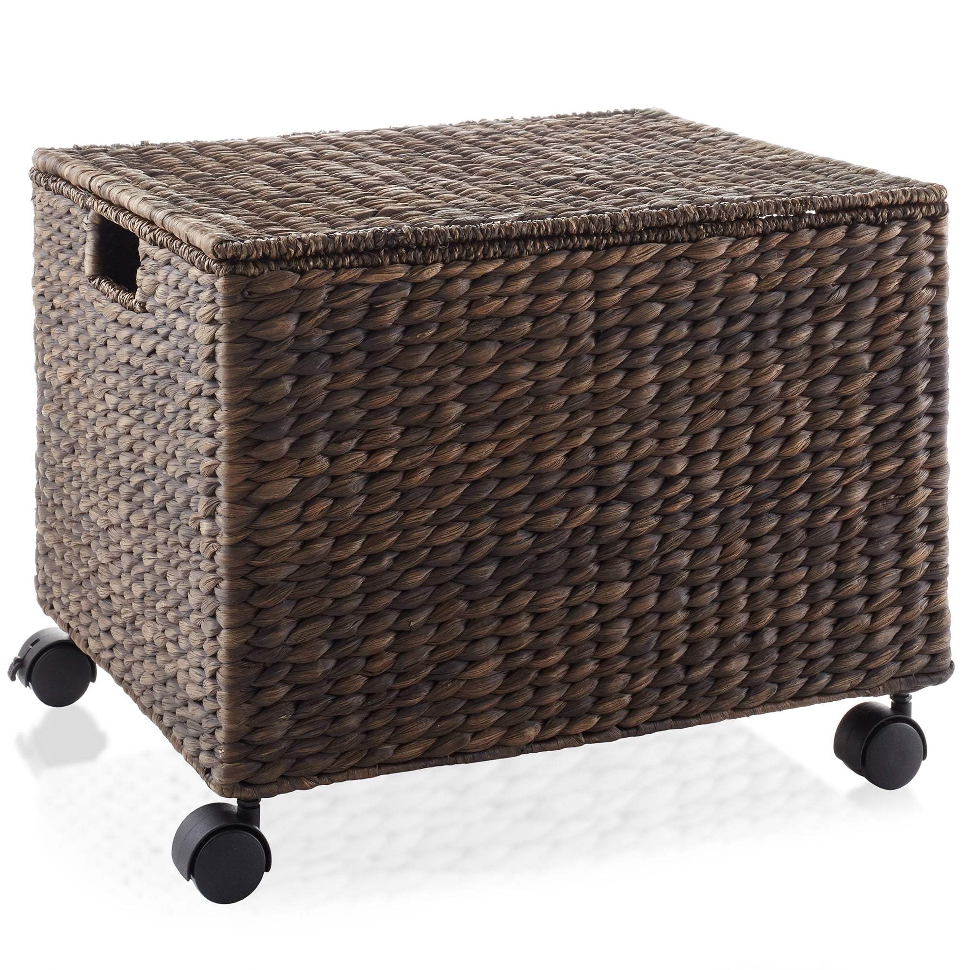 Rolling Filing Cabinet Cart, Hyacinth Wicker File Storage Box Office ...