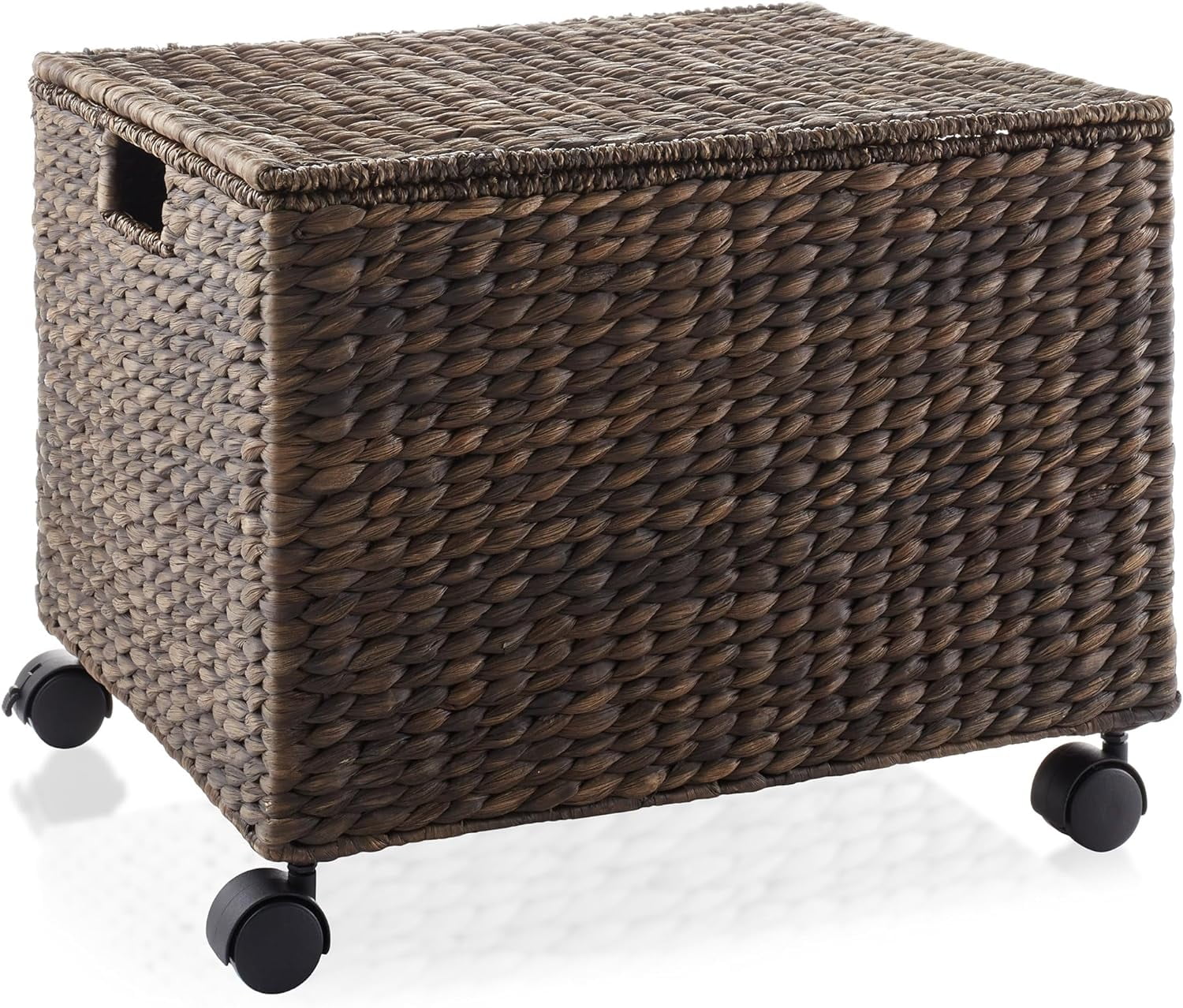 Rolling Filing Cabinet, Espresso - Water Hyacinth File Organizer with ...