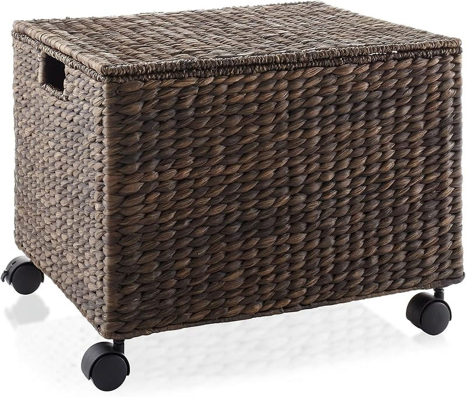 Rolling Filing Cabinet, Espresso - Water Hyacinth File Organizer with ...