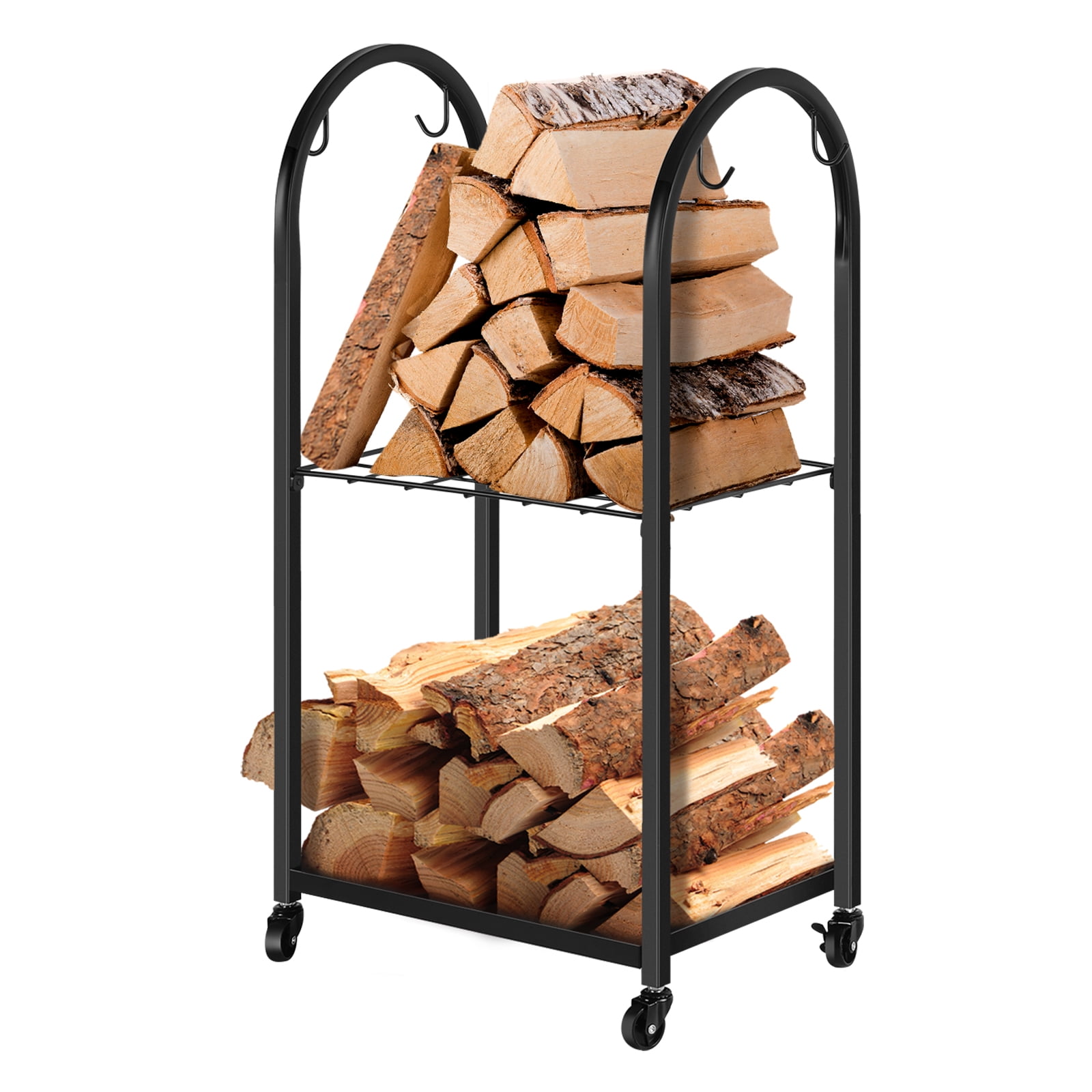 Rolling Firewood Storage Rack - Compact Movable Design for Living Room ...