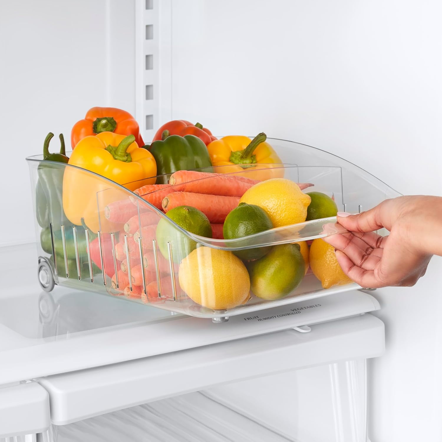 Rolling Fridge Drawer with Adjustable Dividers for Produce, Food ...