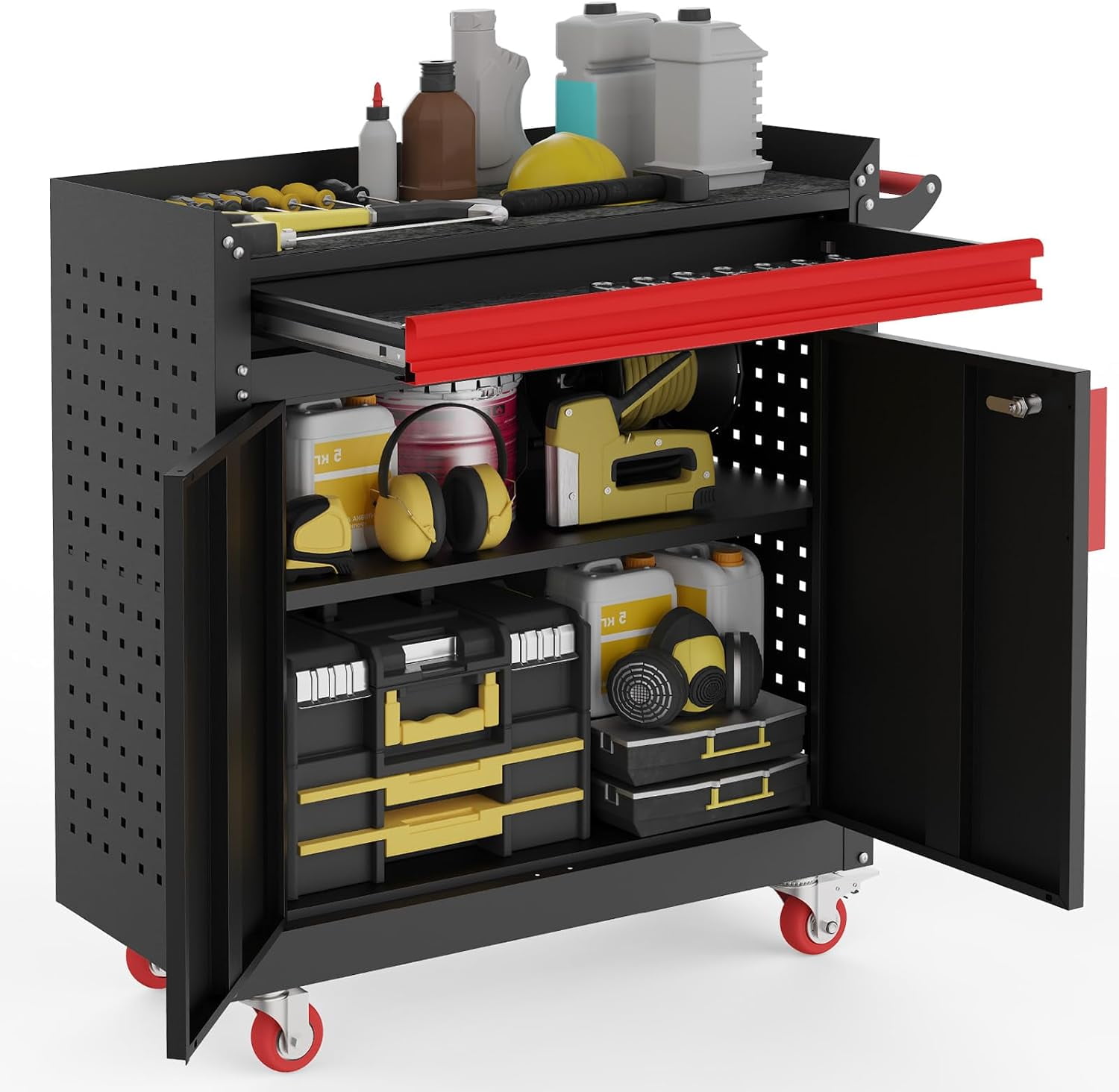Rolling Garage Cabinets, Garage Storage Cabinet with Wheels and ...