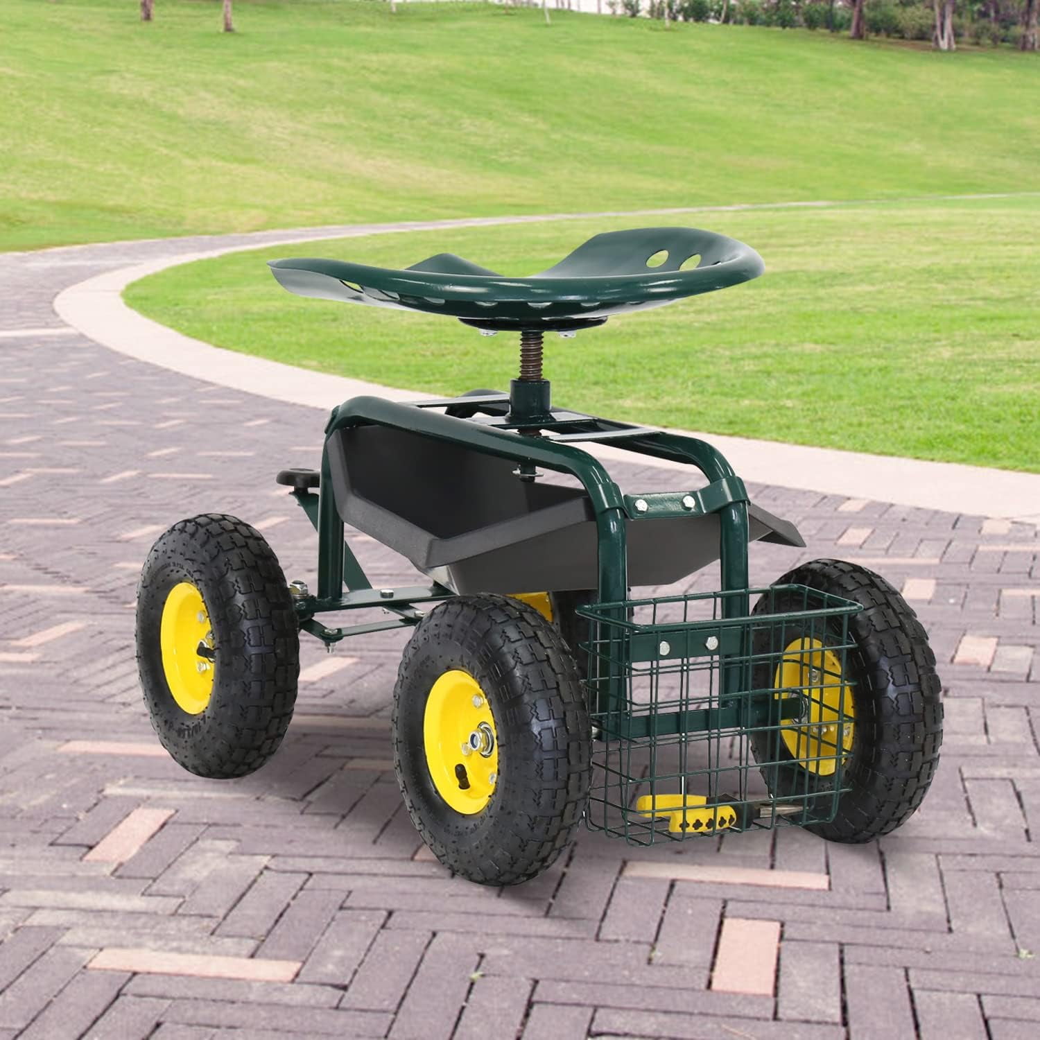 Rolling Garden Cart Scooter Stool- Rolling Stool Garden Cart with Seat ...