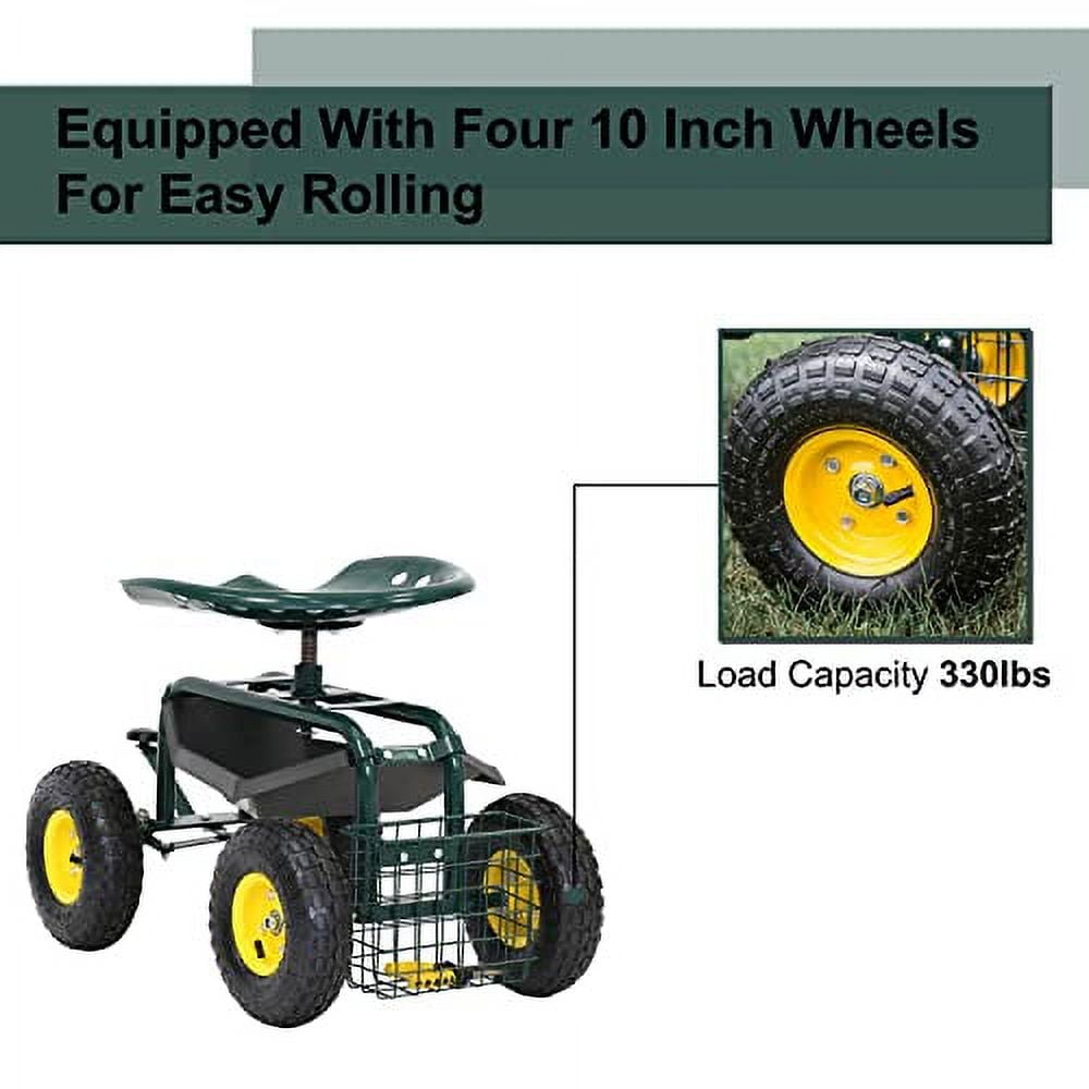 Rolling Garden Cart Scooter Stool- Rolling Stool Garden Cart with Seat ...