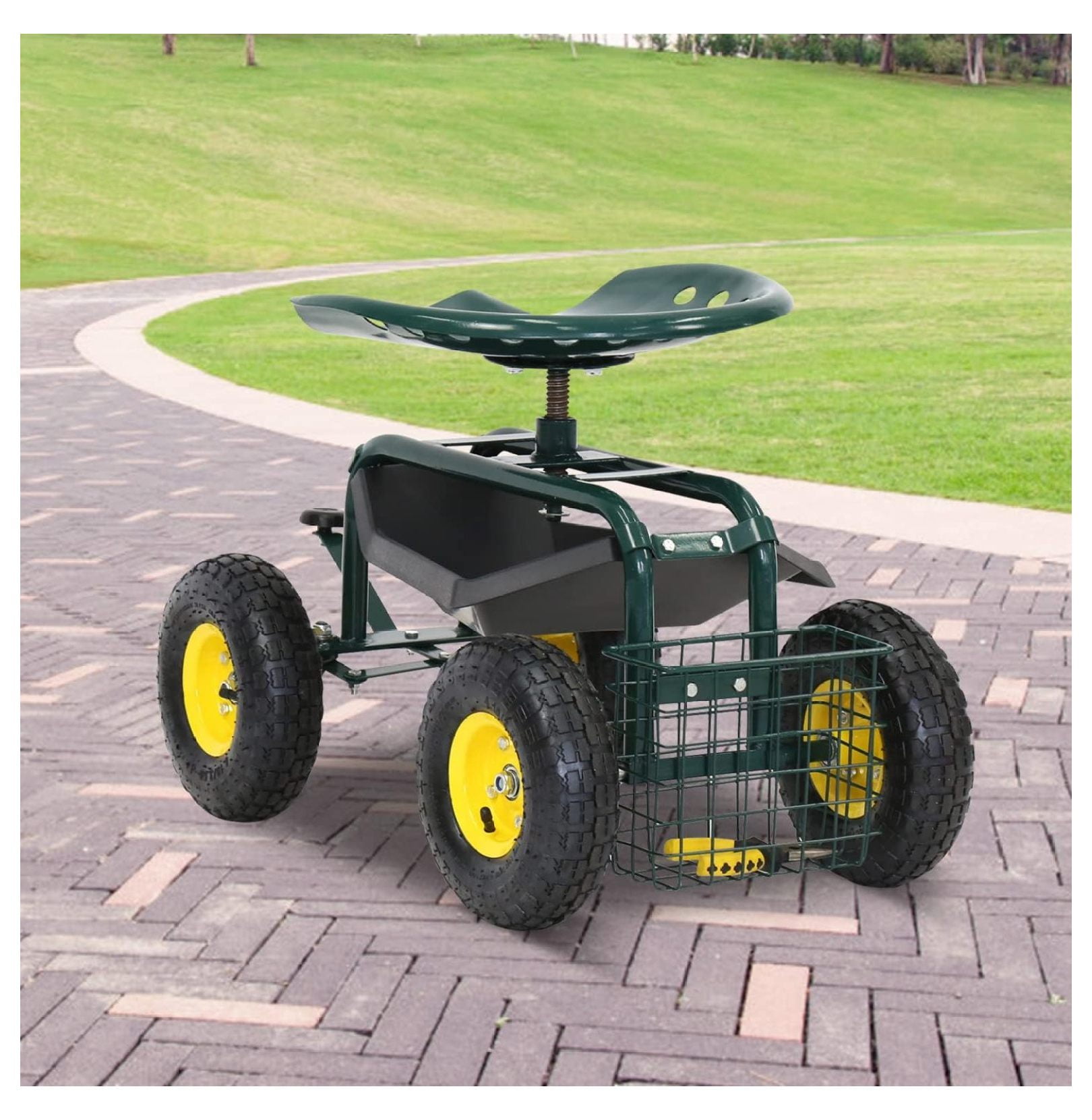 Rolling Garden Cart Scooter stool- Rolling Stool Garden Cart with Seat ...
