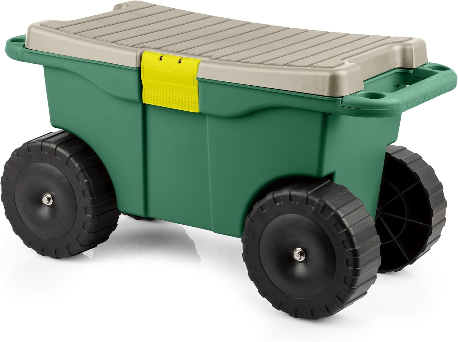 Rolling Garden Cart with Seat - Plastic Storage with Bench and Interior ...