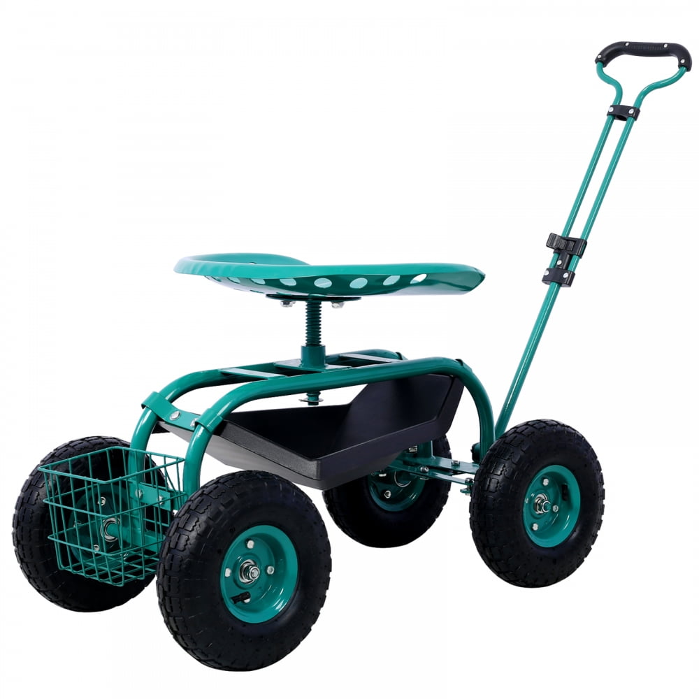 Rolling Garden Scooter Garden Cart Seat with Wheels, Tool Tray ...
