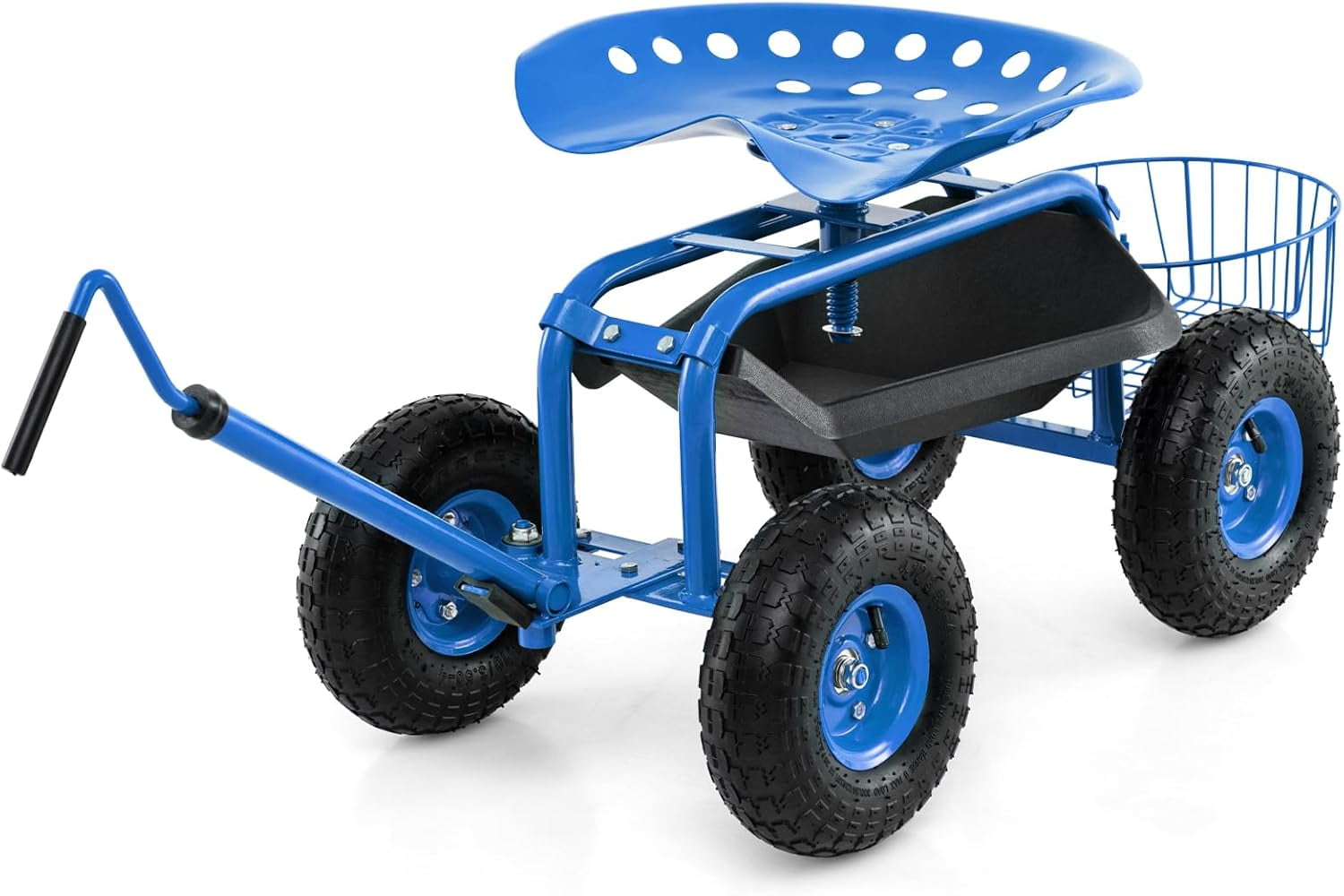 Rolling Garden Seat with Wheels, Outdoor Gardening Scooter with 360° Swivel Seat, Tool Tray ...