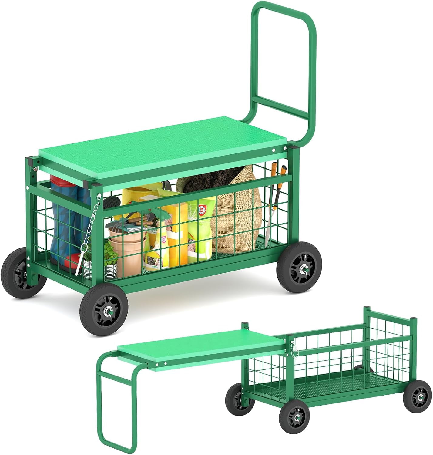 Rolling Garden Work Seat with Wheels - Convertible Garden Cart to Stool ...