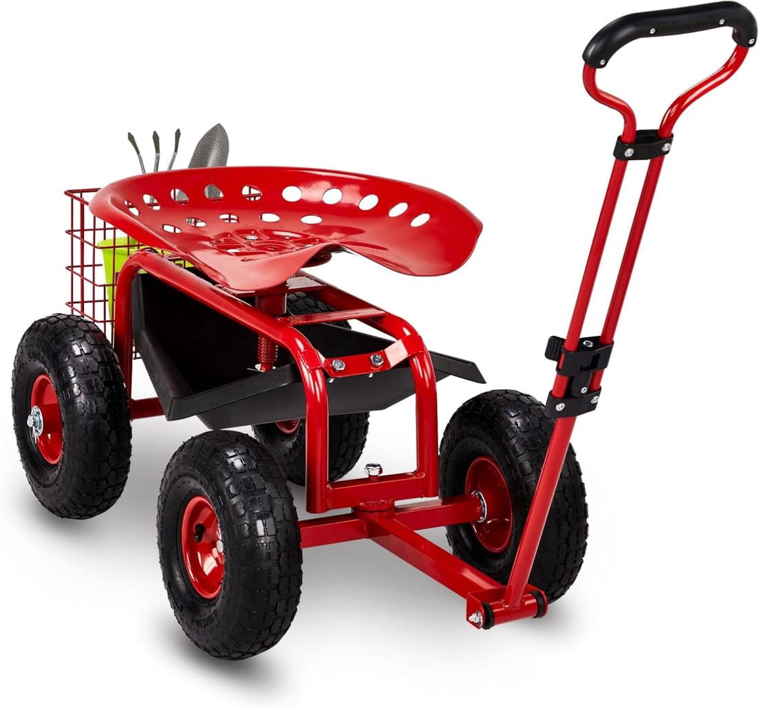 Rolling Garden Work Seat with Wheels,Gardening Stool for Planting ...