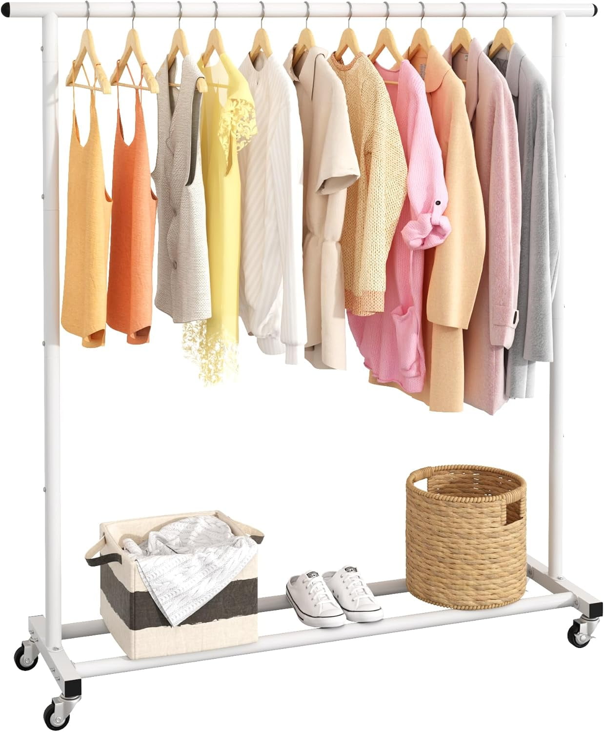 Rolling Garment Rack Freestanding Clothing Organizer with Wheels ...