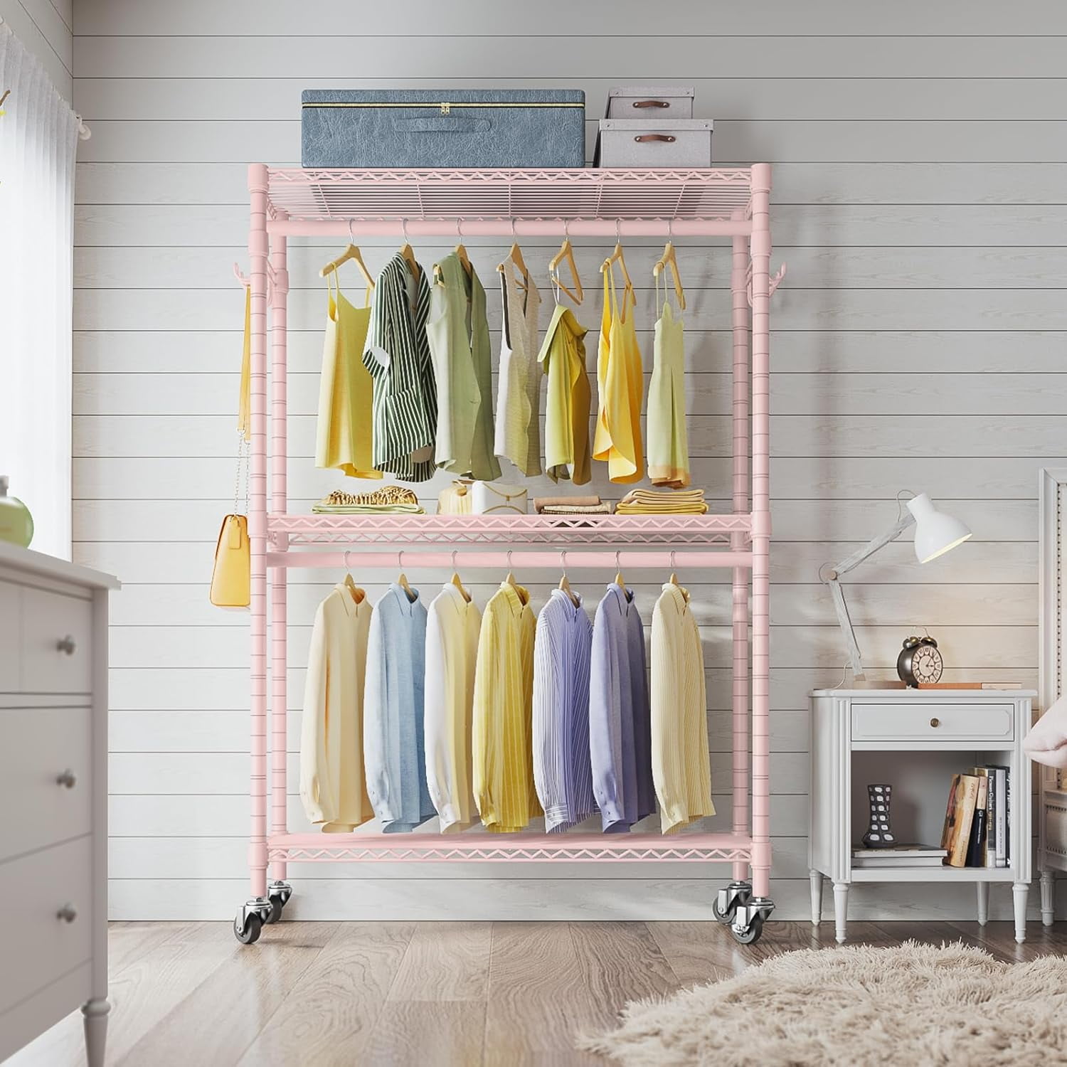 Rolling Garment Rack Heavy Duty Clothes Rack, Metal Clothing Rack with ...