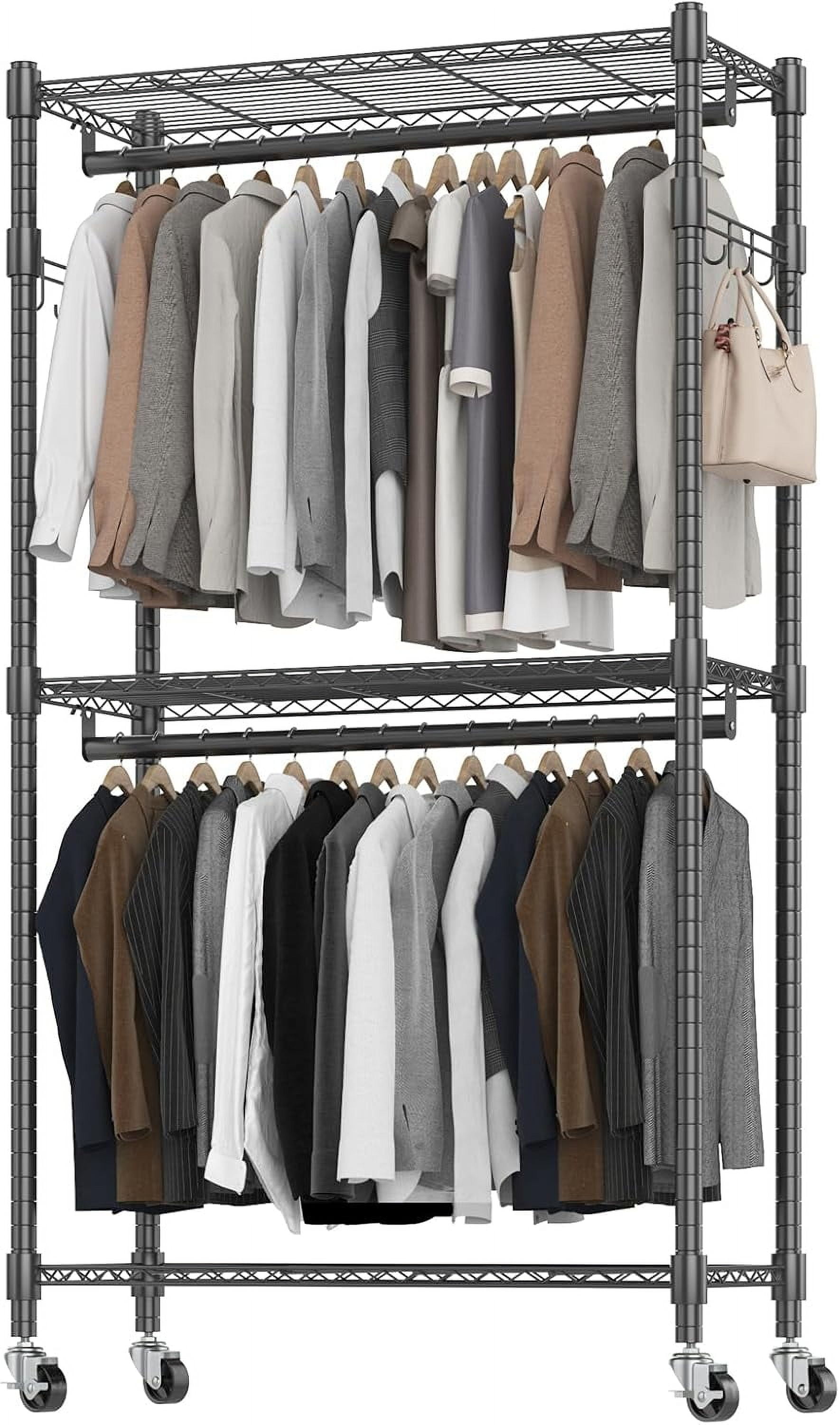 Rolling Garment Rack Portable Closet Clothes Rack for Hanging Clothes ...