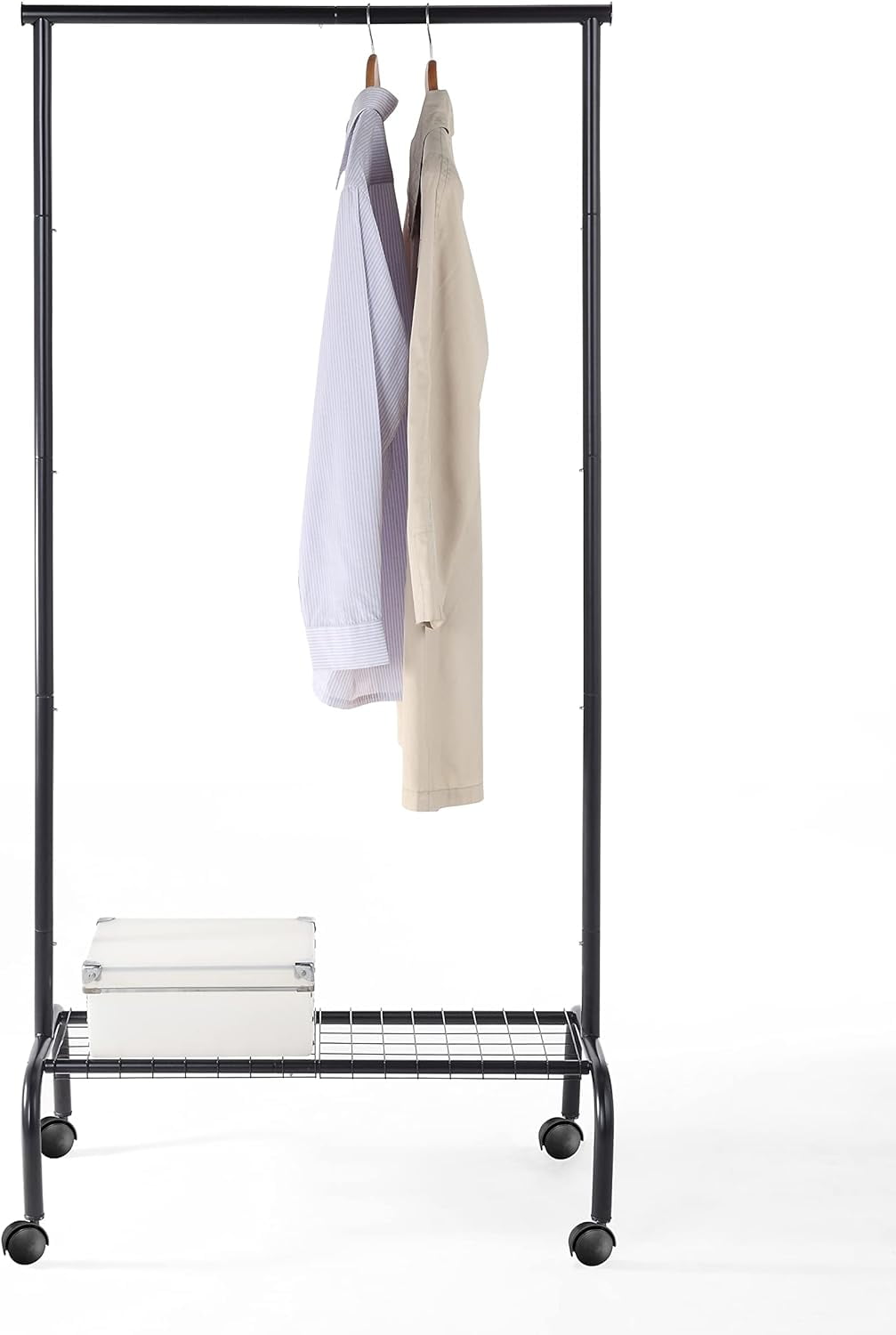 Rolling Garment Rack with Shelf – Heavy-Duty Metal Clothing Rack on ...