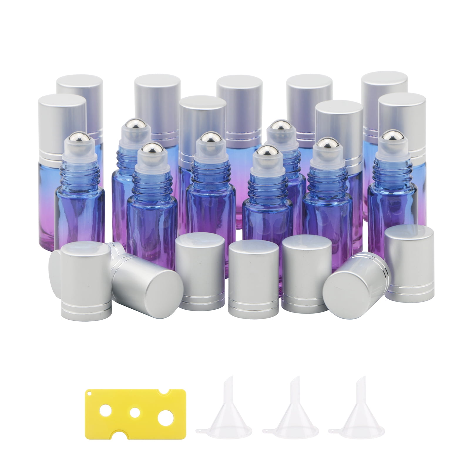 Rolling Glass Bottle for Essential Oil 17pcs 5ml Colorful Roller ...