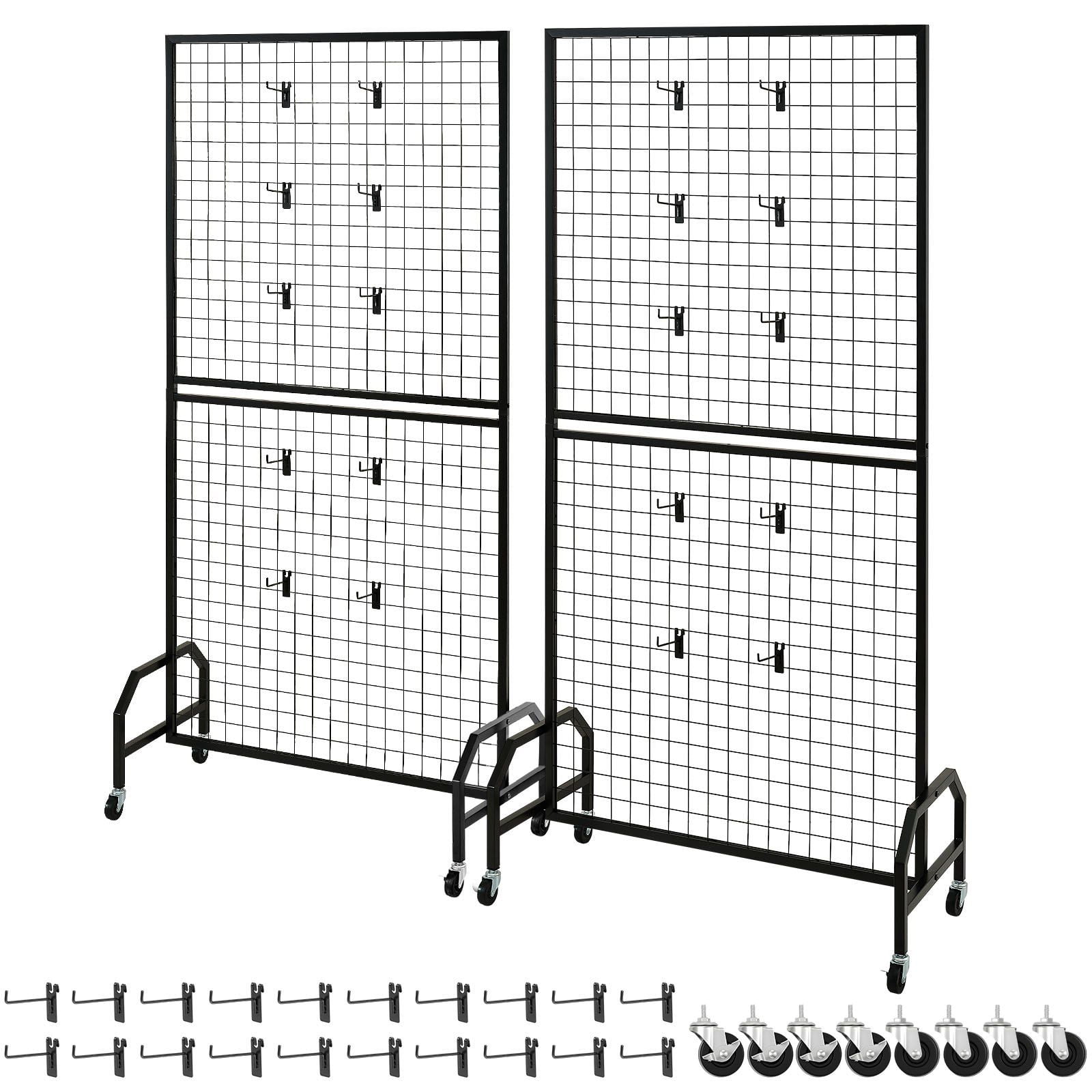 Rolling Grid Wall Panel, 2-Pack 35" x 71" Metal Display Stand with ...