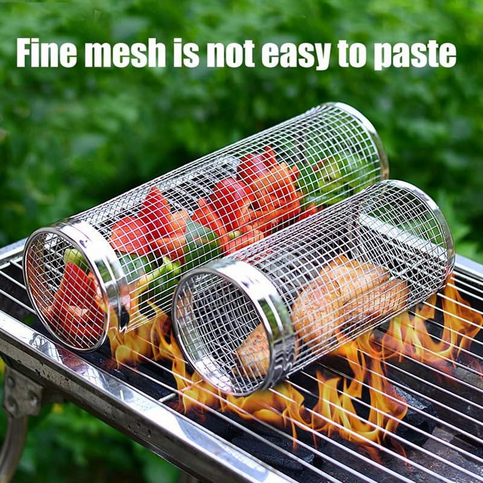 Rolling Grill Basket, Grill Nets for Outdoor Grill Vegetable,Barbecue ...