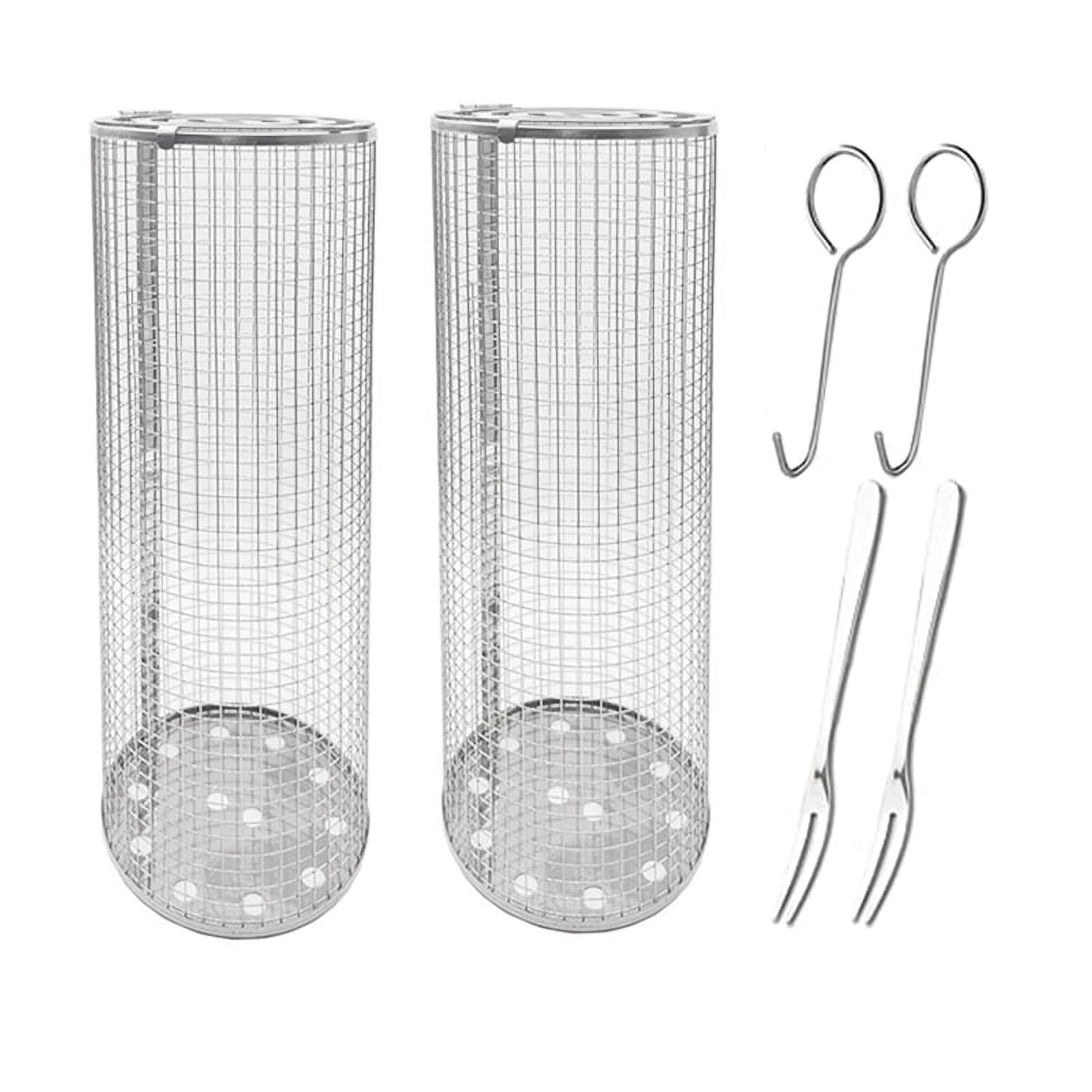 Rolling Grilling Baskets Outdoor Grill BBQ Net Tube Stainless Steel ...