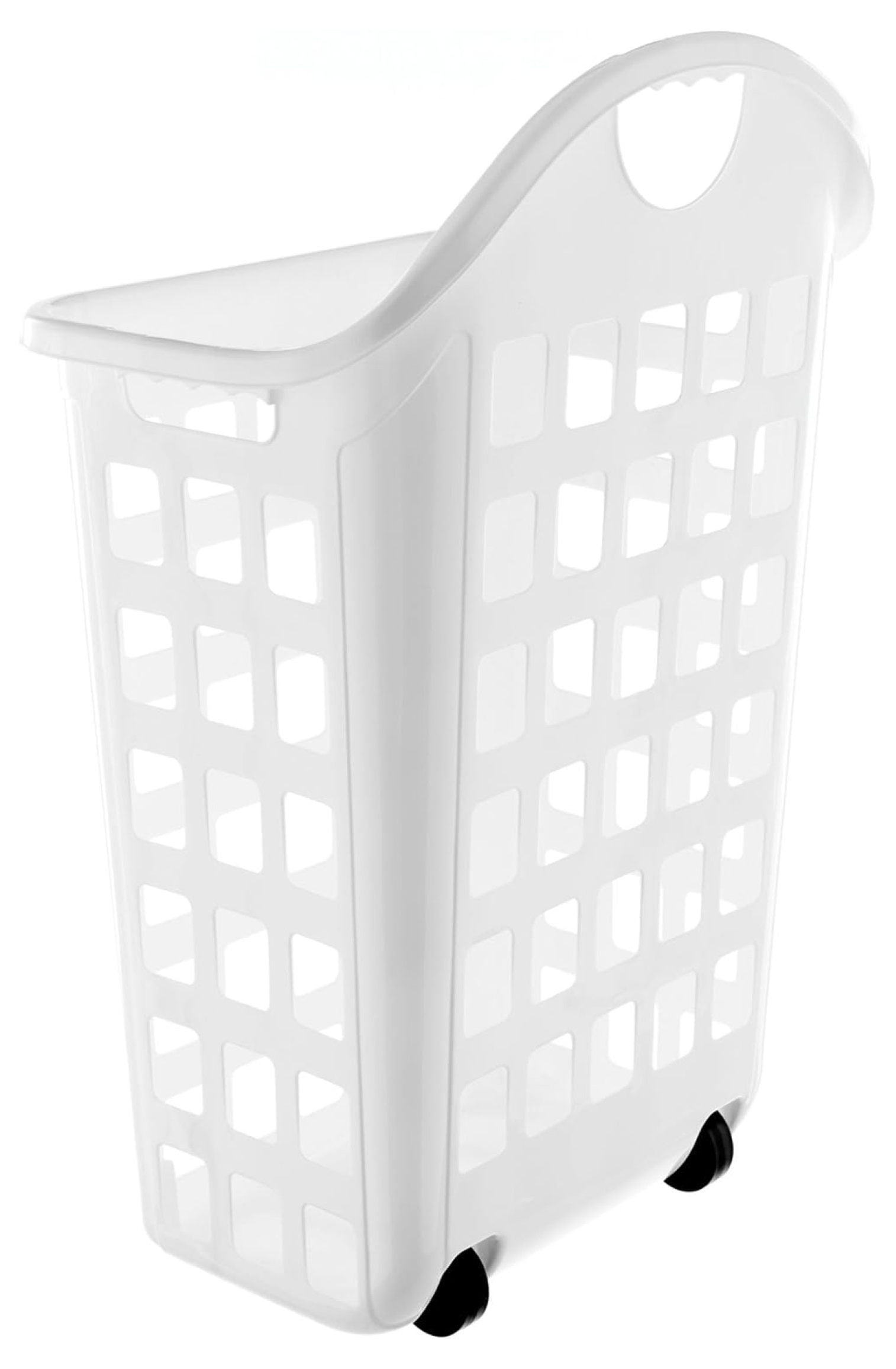 Rolling Hamper 2 Bushel - White Laundry Cart with Wheels - Slim ...