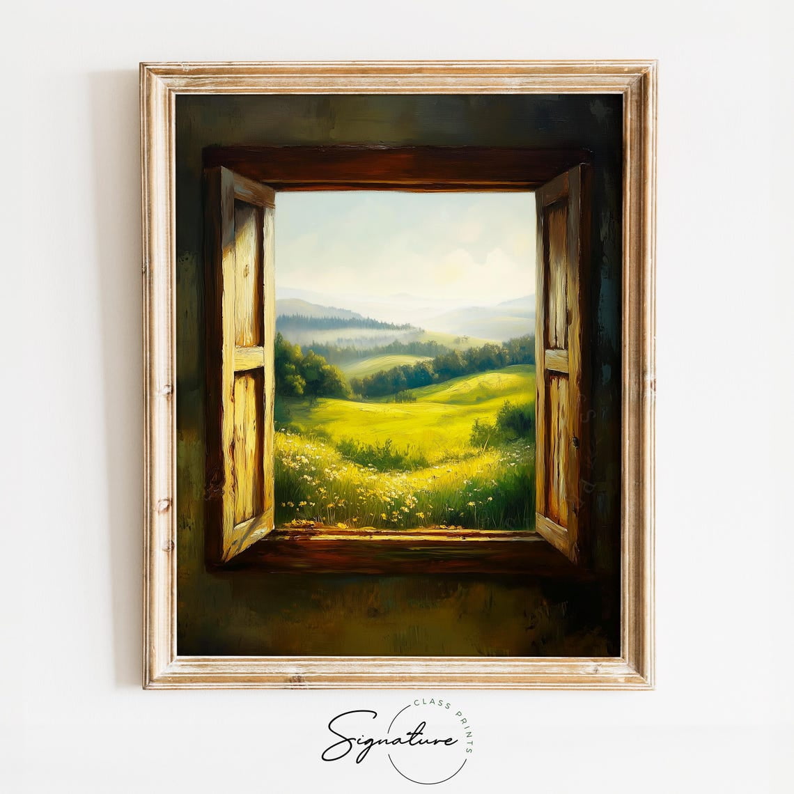 Rolling Hills Through An Open Window, Landscape, Rustic Country Wall ...