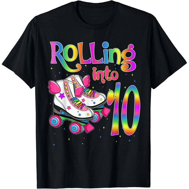 Rolling Into 10 years Lets Roll I'm Turning 10 Roller Skate T-Shirt ...