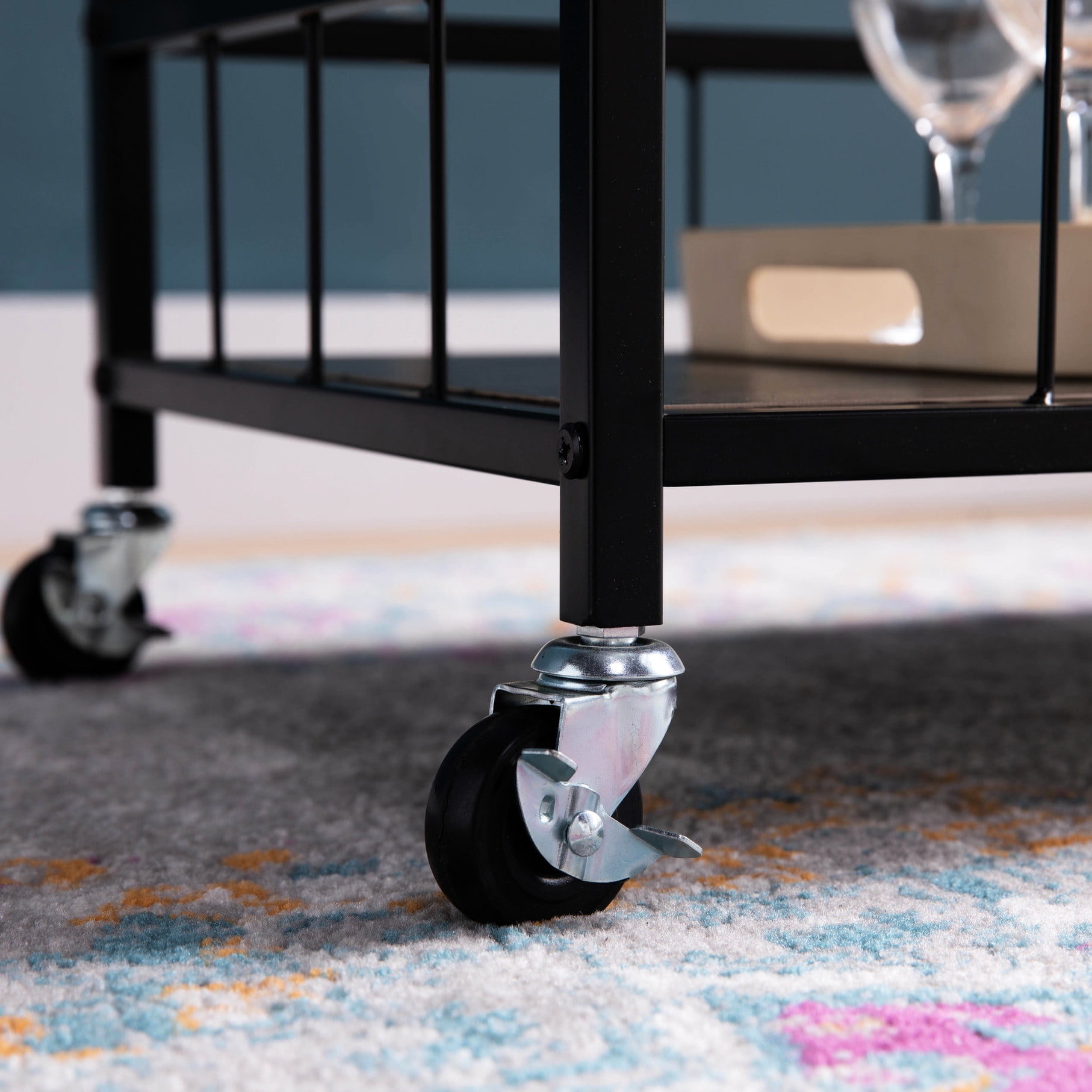 Rolling Kitchen Cart | Three Shelves & Wine Rack | Locking Wheels for ...