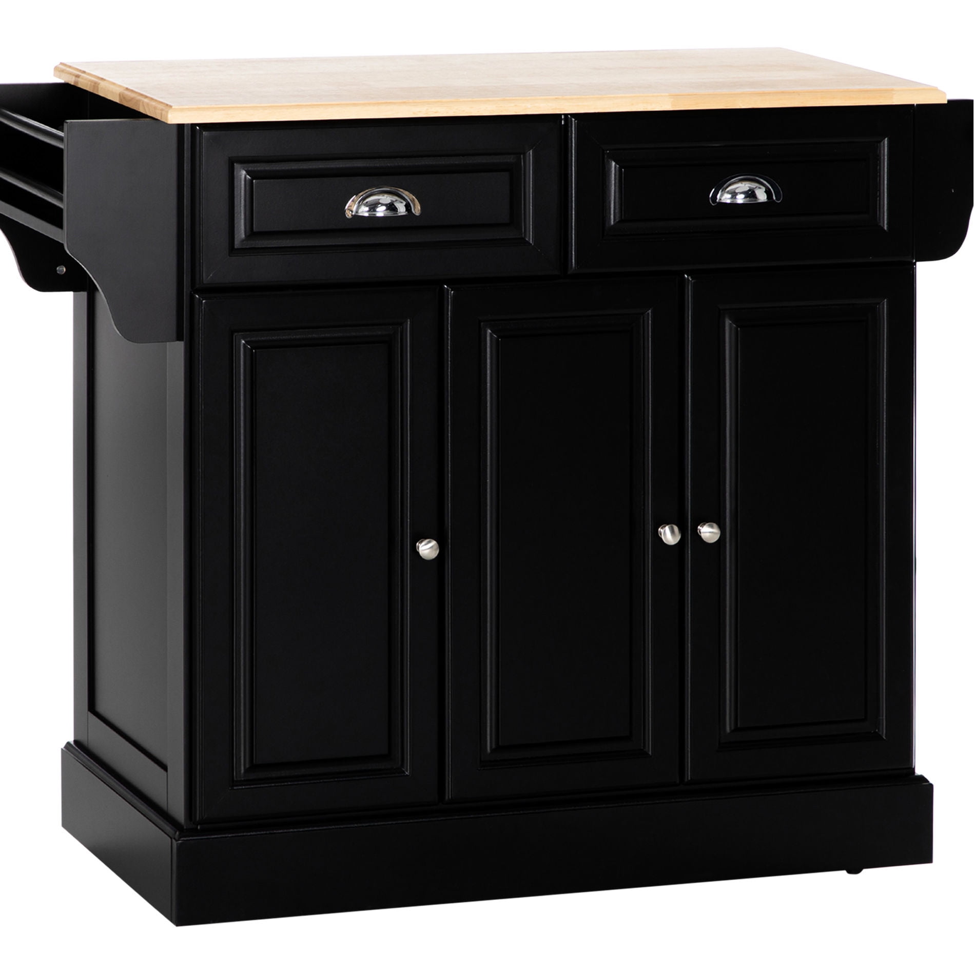 Rolling Kitchen Island with 2 Drawers, 3 Adjustable - Shelf Cabinets ...