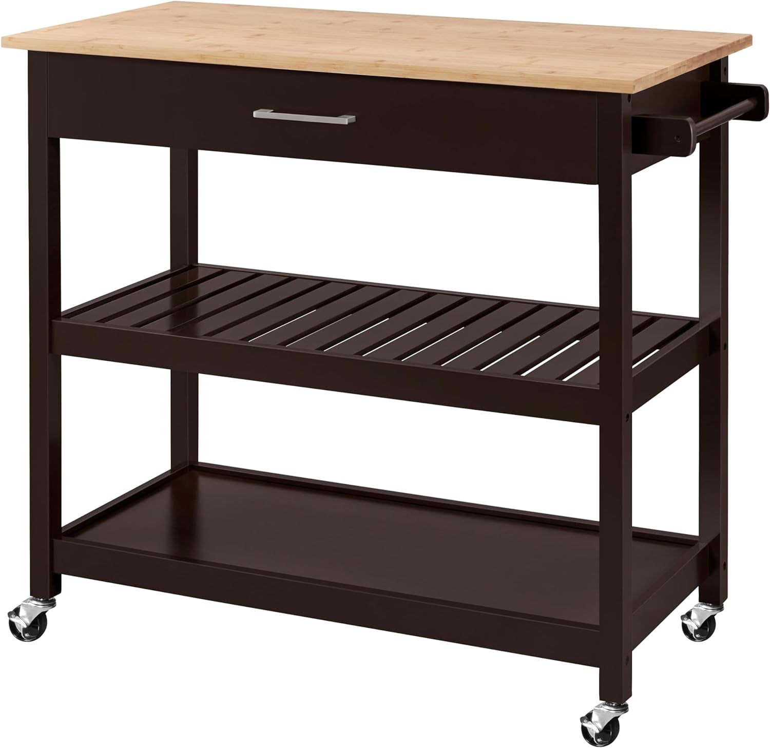 Rolling Kitchen Island Cart, 3 Tiers Microwave Stand Cart Serving Cart ...