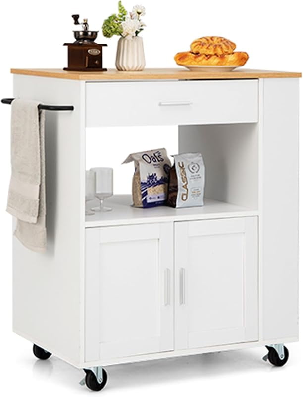 Rolling Kitchen Island Cart, Kitchen Carts on Wheels with Storage, Open ...