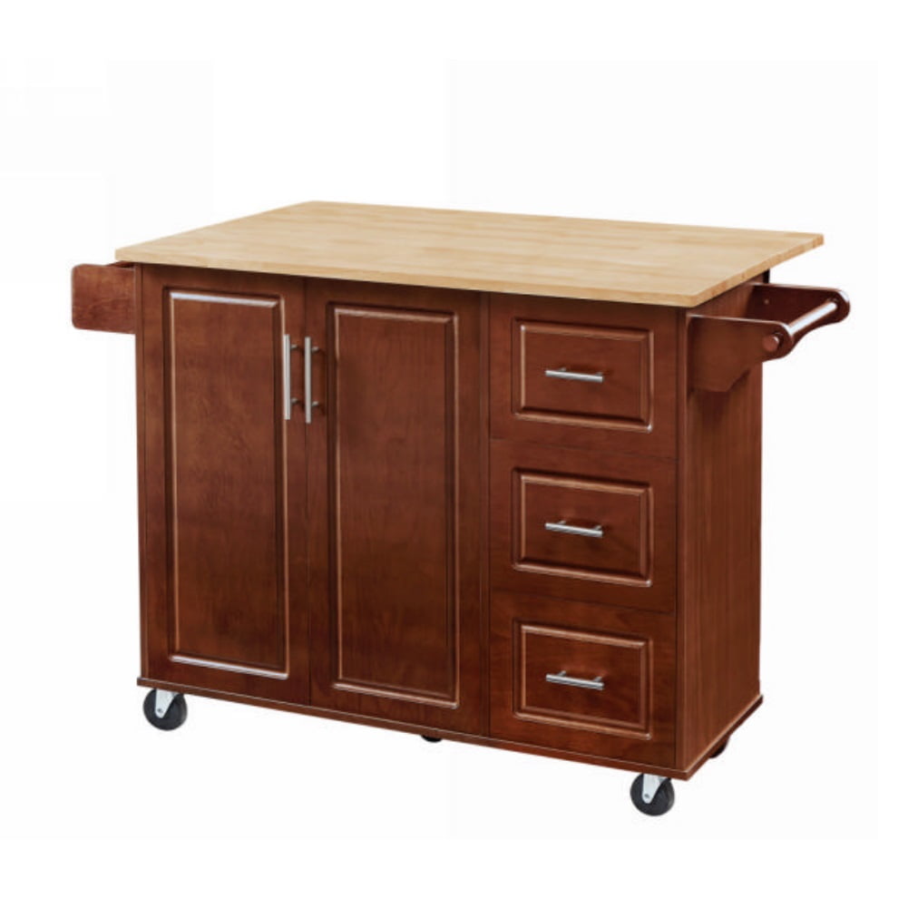 Rolling Kitchen Island Cart, Modern Barn Door Kitchen Island Table With ...