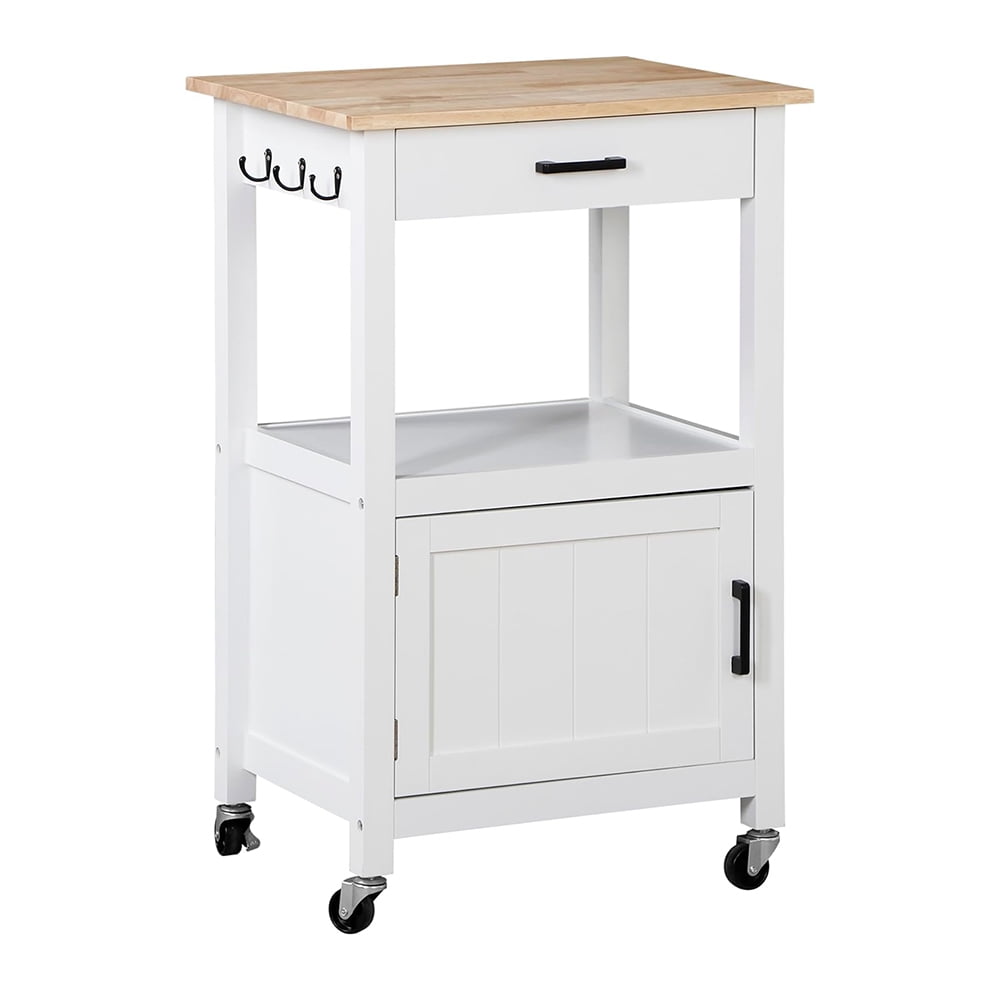 Rolling Kitchen Island Cart with Storage Cabinet and Shelf, Kitchen ...