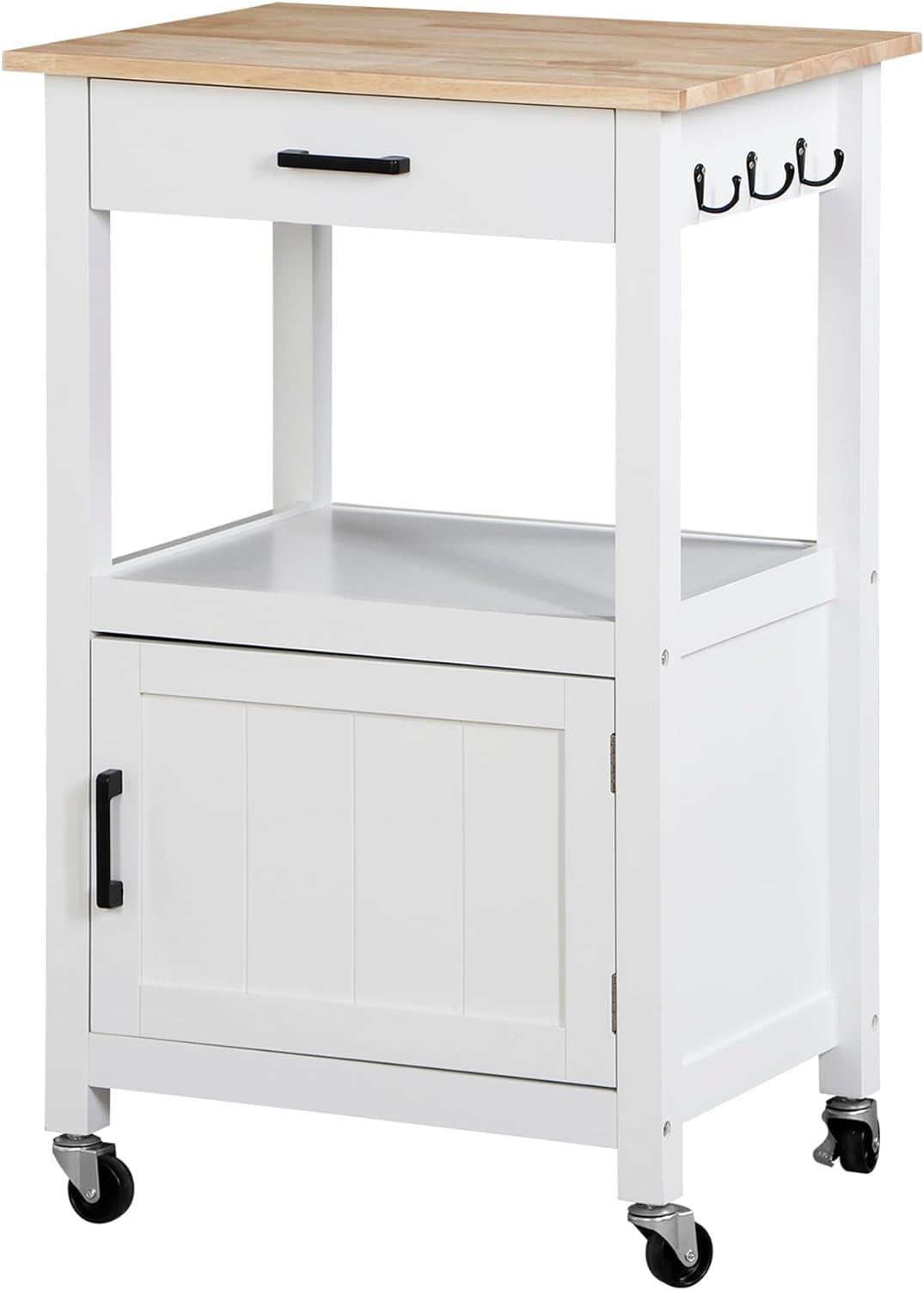 Rolling Kitchen Island Cart with Storage Cabinet and Shelf, Kitchen ...