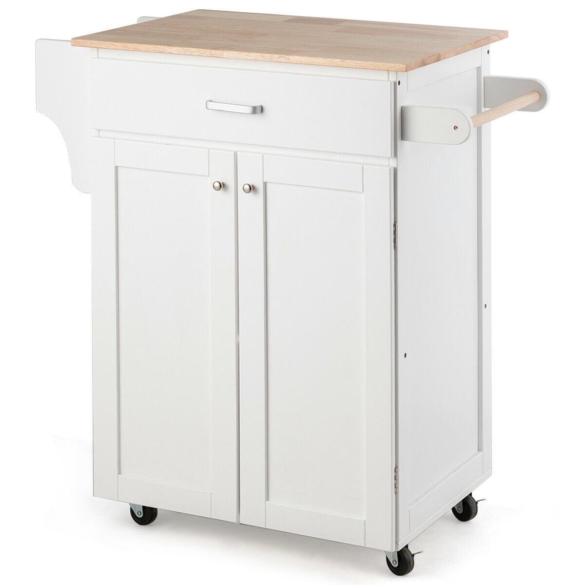 GLINTEX Rolling Kitchen Island Cart Storage Cabinet with Spice Rack, 1 ...