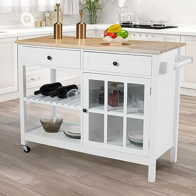Rolling Kitchen Island Kitchen Islands & Carts Island Table with Wood ...
