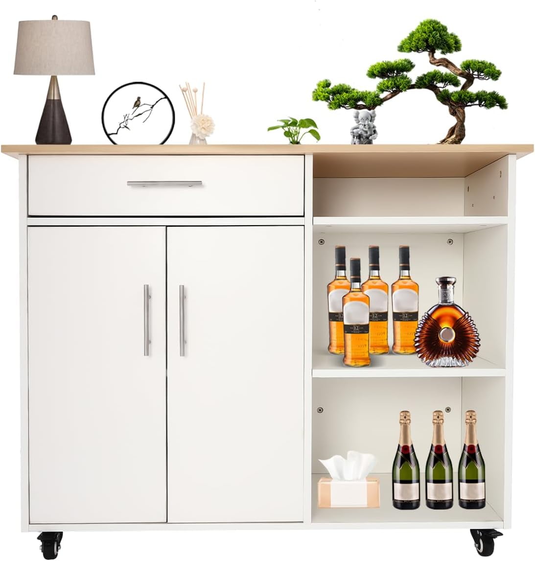 Rolling Kitchen Island, Modern Large Capacity Rolling Kitchen Island ...