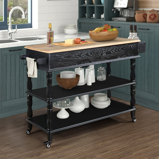 Rolling Kitchen Island on Wheels, Movable Kitchen Carts with Storage ...