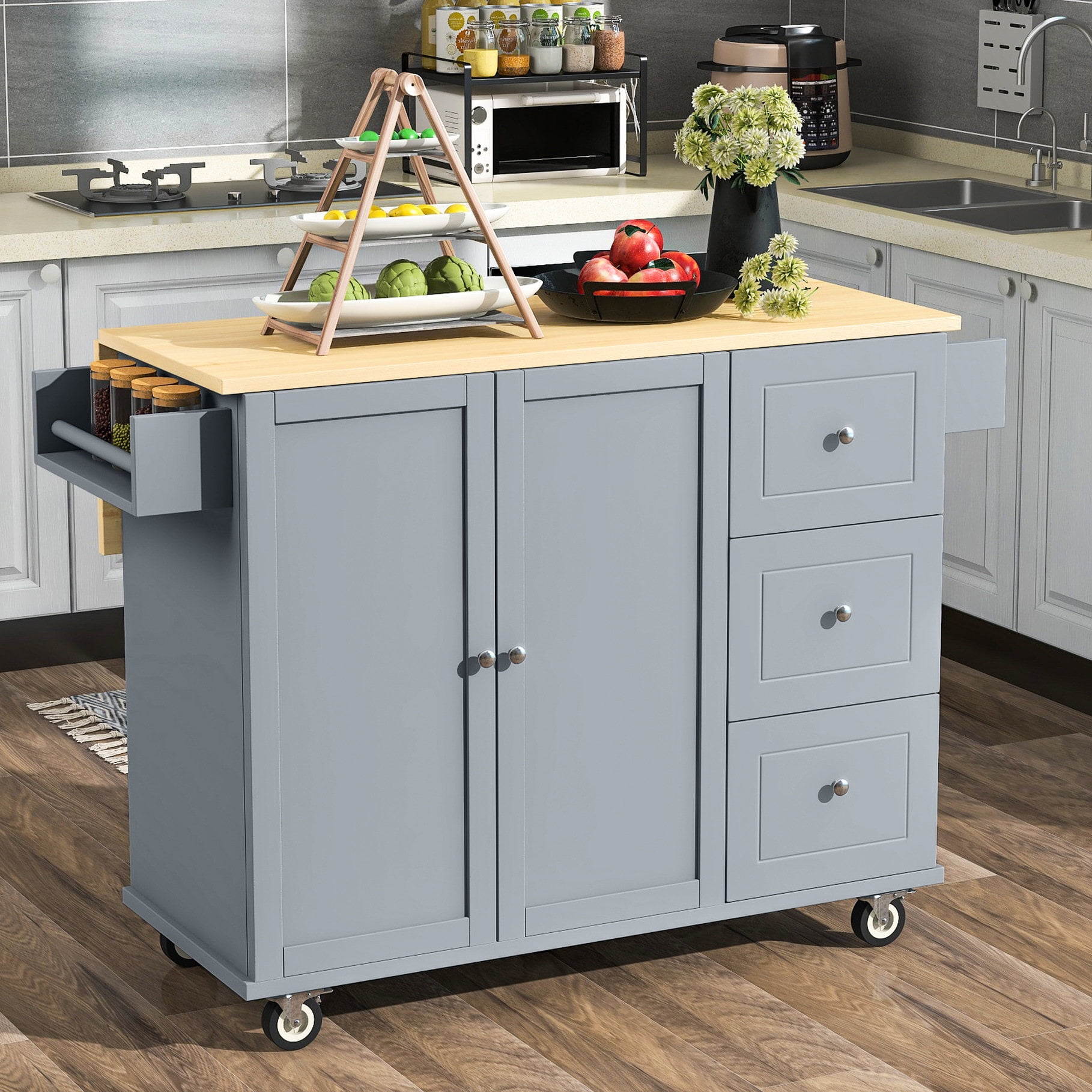 Rolling Kitchen Island with Drop Leaf | For Cooking, Eating and Storage ...