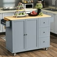 Rolling Kitchen Island with Spice Rack / Solid Wood Work Surface, Drop ...