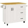 Rolling Kitchen Island with Storage, 43" Kitchen Island Cart with Drop ...