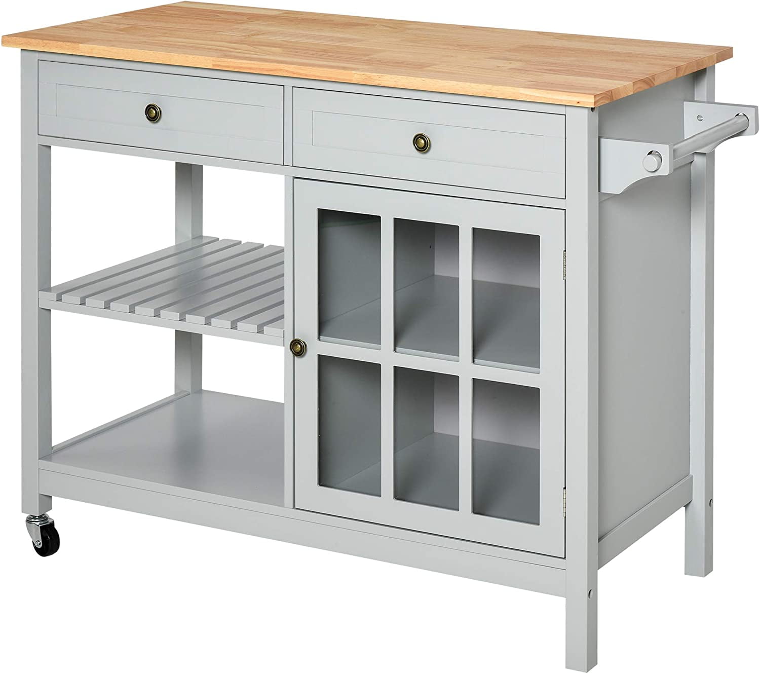 Rolling Kitchen Island with Storage Kitchen Cart with Solid Wood Top ...