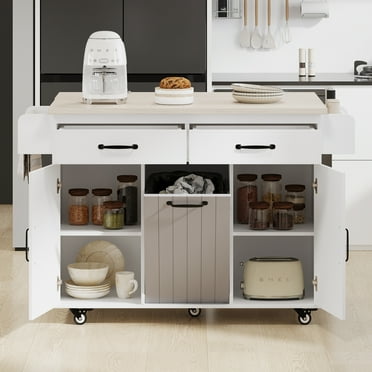 Mobile DWVO Kitchen Trolley with Portable Pantry Storage, Garbage ...