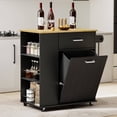 Rolling Kitchen Island with Trash Can Storage, Spice Rack, Drawer ...