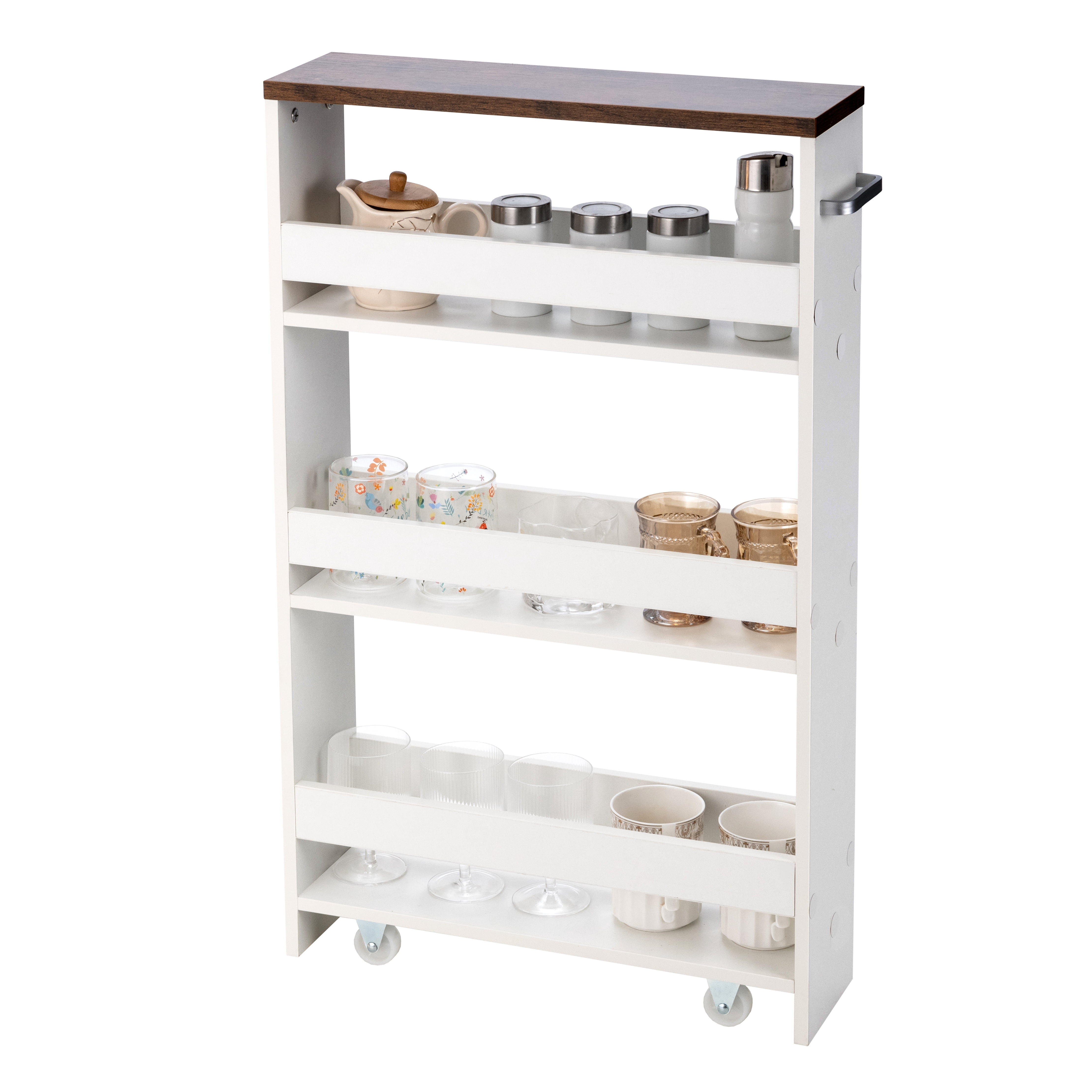 Rolling Kitchen Slim Storage Cart Mobile Shelving Organizer with Handle ...