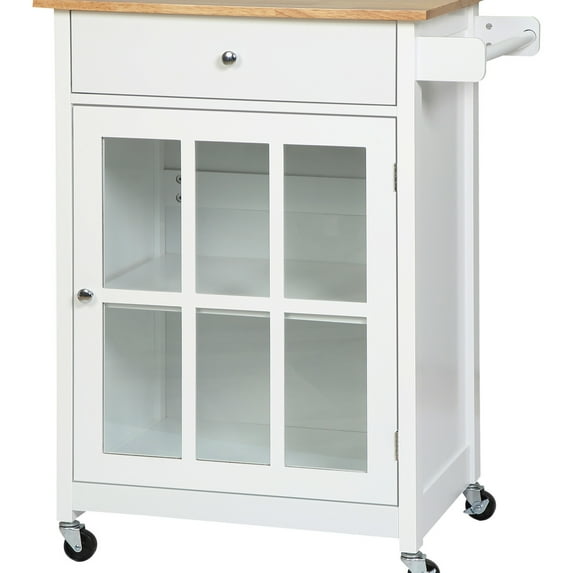 Rolling Kitchen Trolley | Adjustable Shelf and Glass Door ...