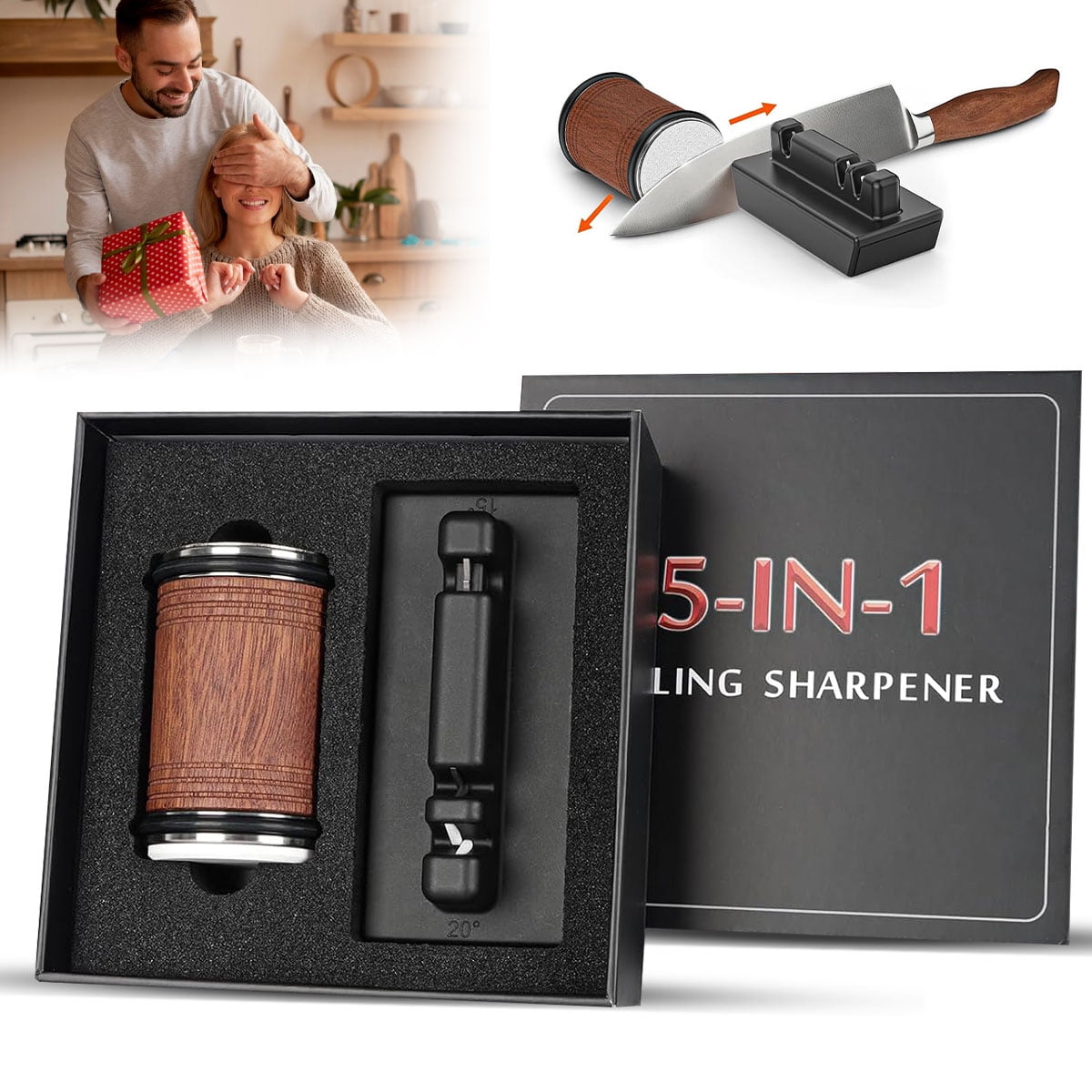 Rolling Knife Sharpener with Industry Diamonds,Knife Sharpening Kit with Diamond & Ceramic Discs ...