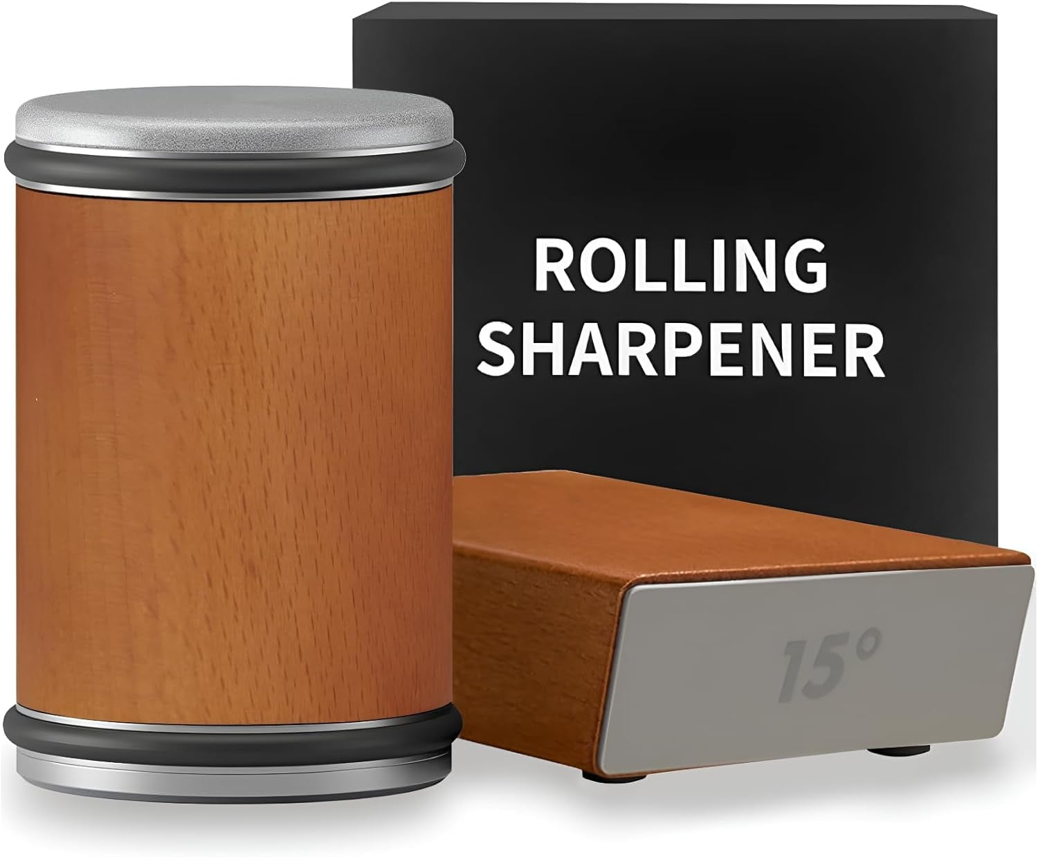 Rolling Knife Sharpener Kit - Compact Wooden Sharpener with 15° & 20 ...