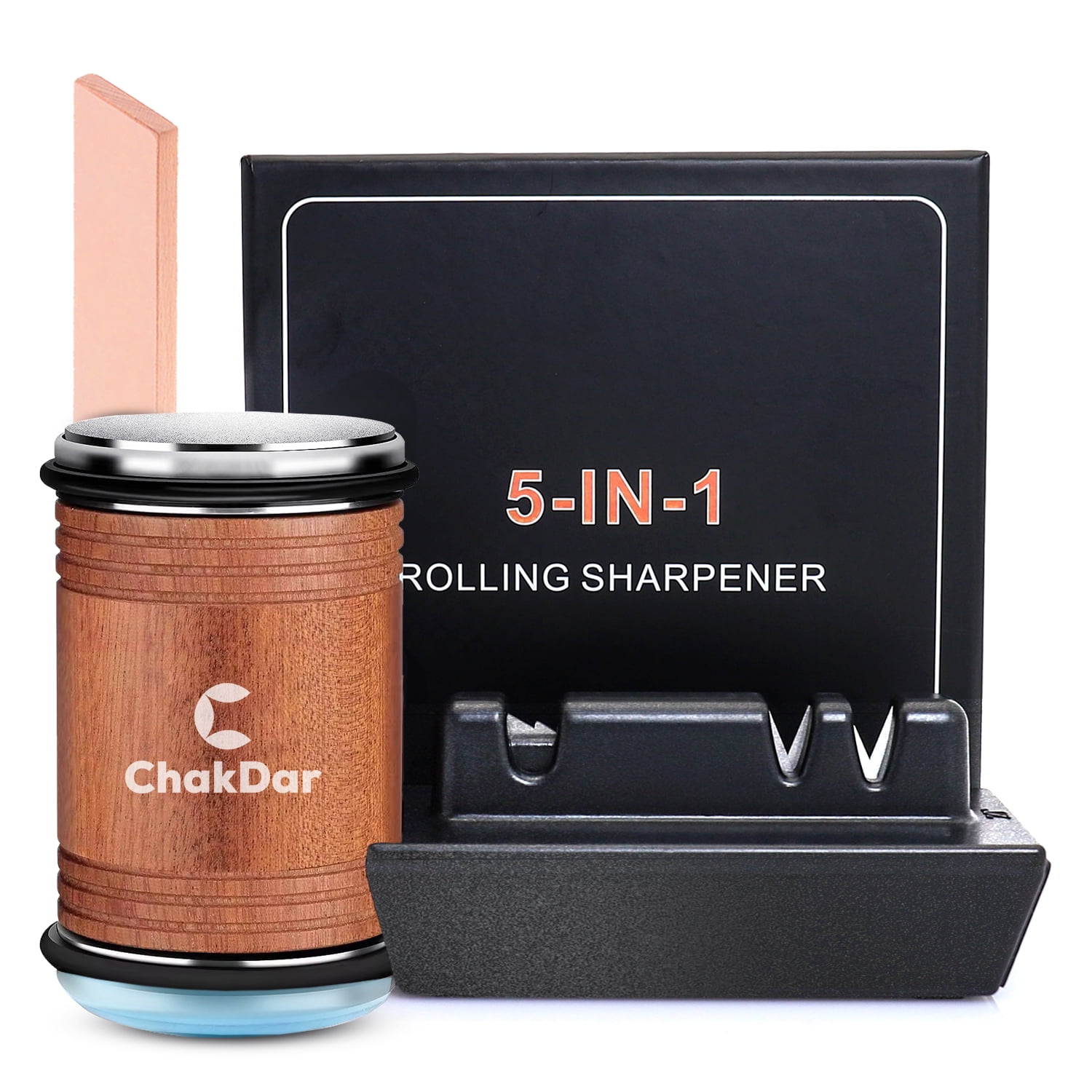 Rolling Knife Sharpener Kit with Leather Strop & Premium Box, Ceramic ...